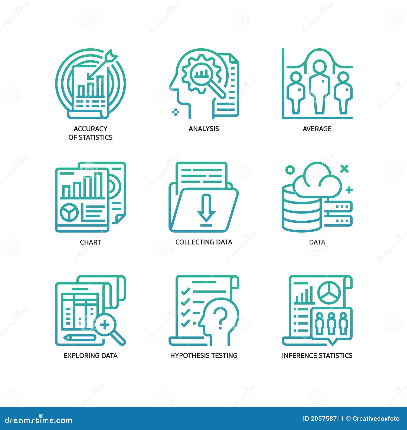 Statistical Analysis Icons Set Stock Vector - Illustration of vector ...