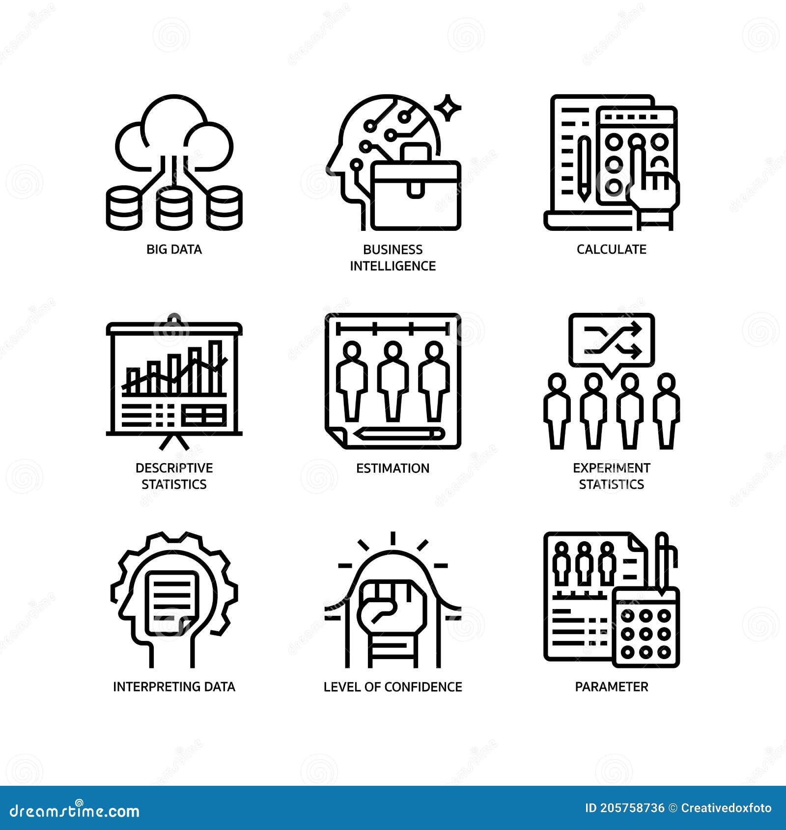 Statistical Analysis Icons Set Stock Vector - Illustration of chart ...