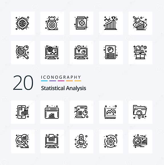 20 Statistical Analysis Line Icon Pack Like Statistics Graph Web ...