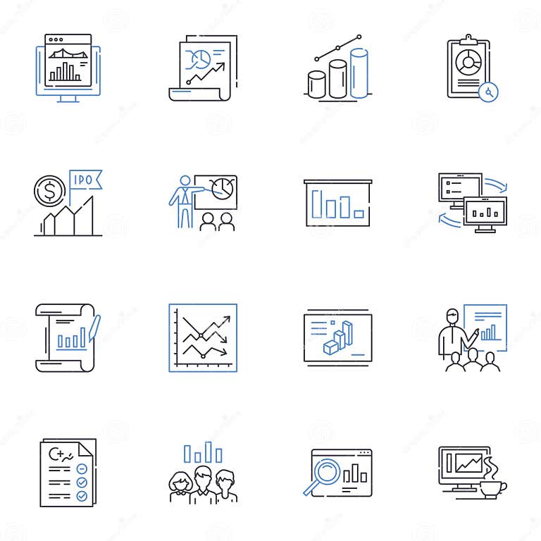 Statistical Analysis Line Icons Collection. Probability, Data, Analysis ...