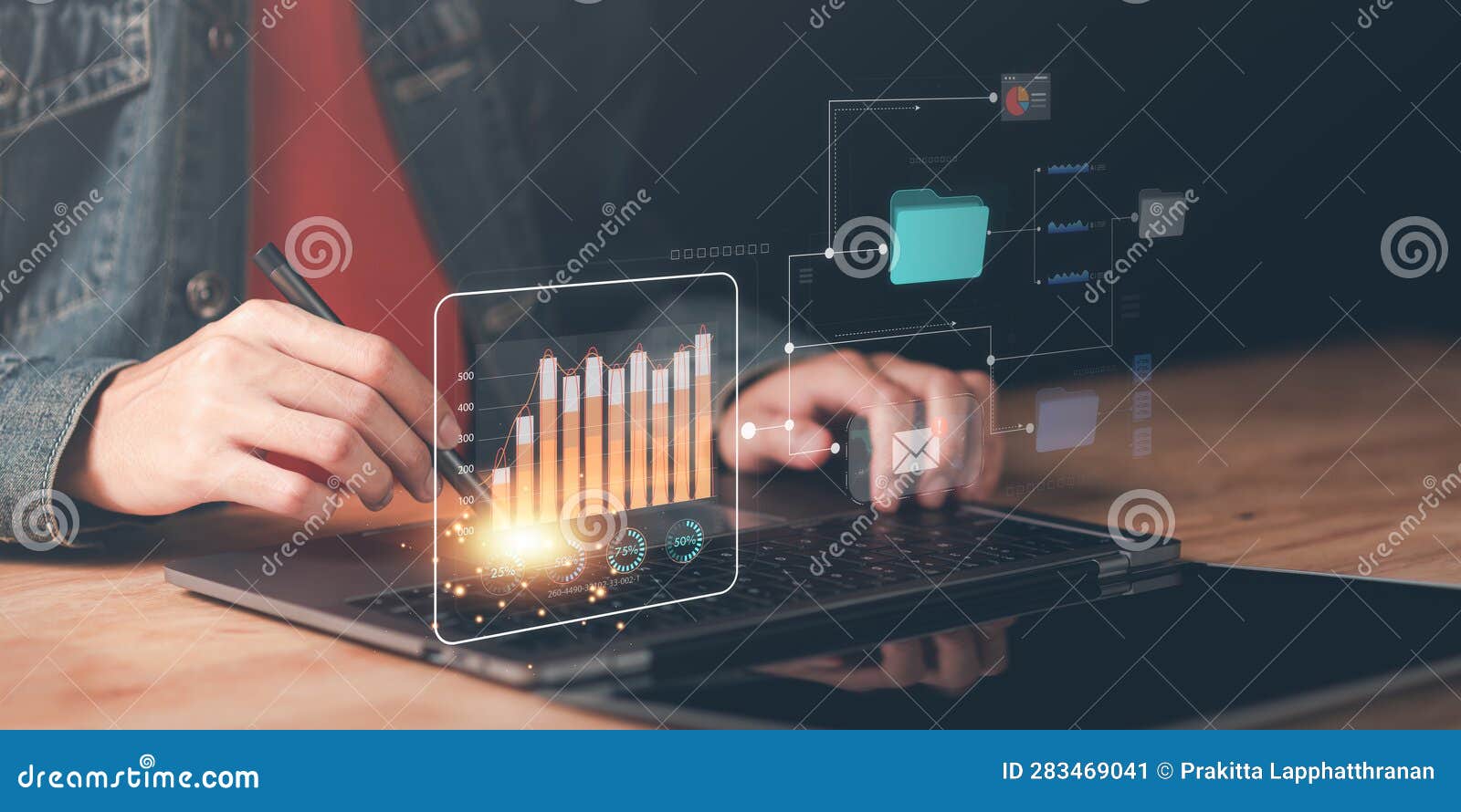 Statistical Analyst Reading Graph Report and Business Statistics Charts ...