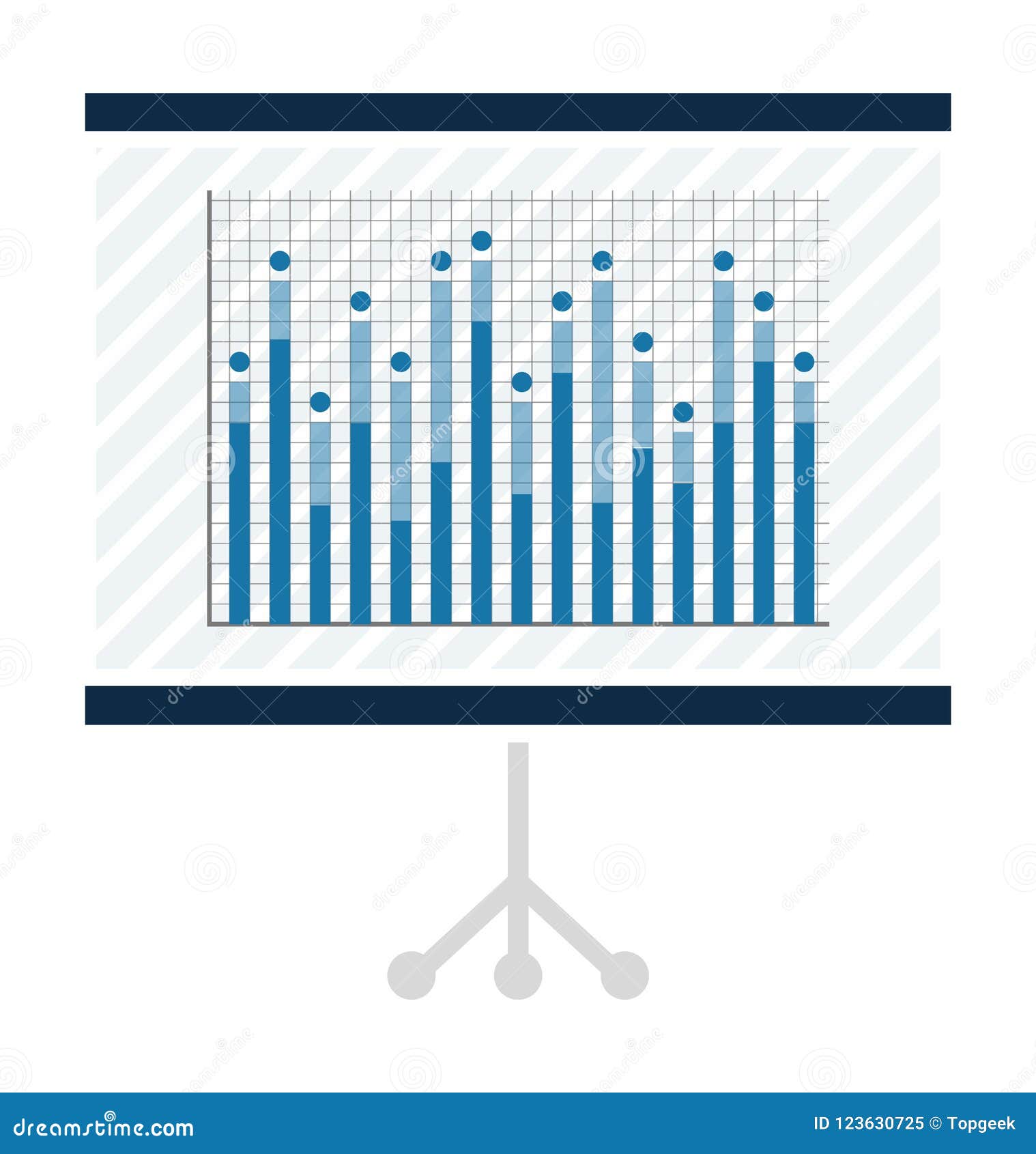 Statistical Chart with Bars on Projector Screen Stock Vector ...