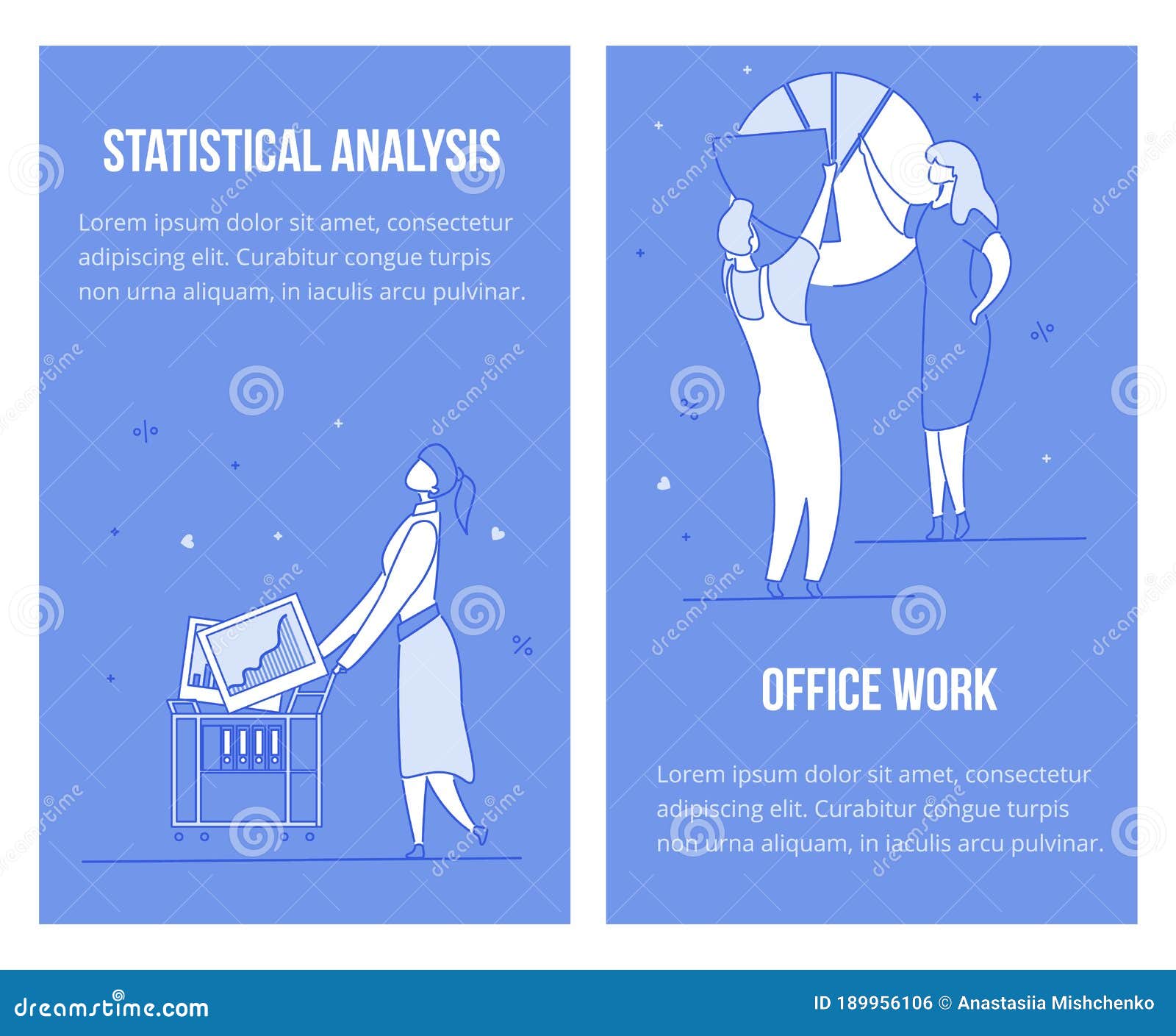 Statistical Data Analysis Office Work Review Set Stock Vector ...