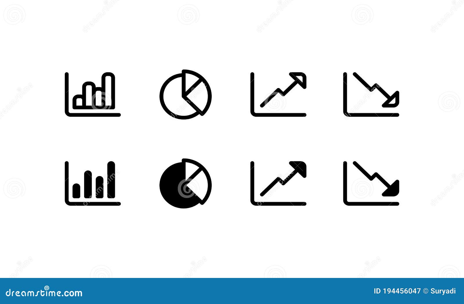 Statistical Data Icon Represented From Charts And Graphs Cartoon Vector ...