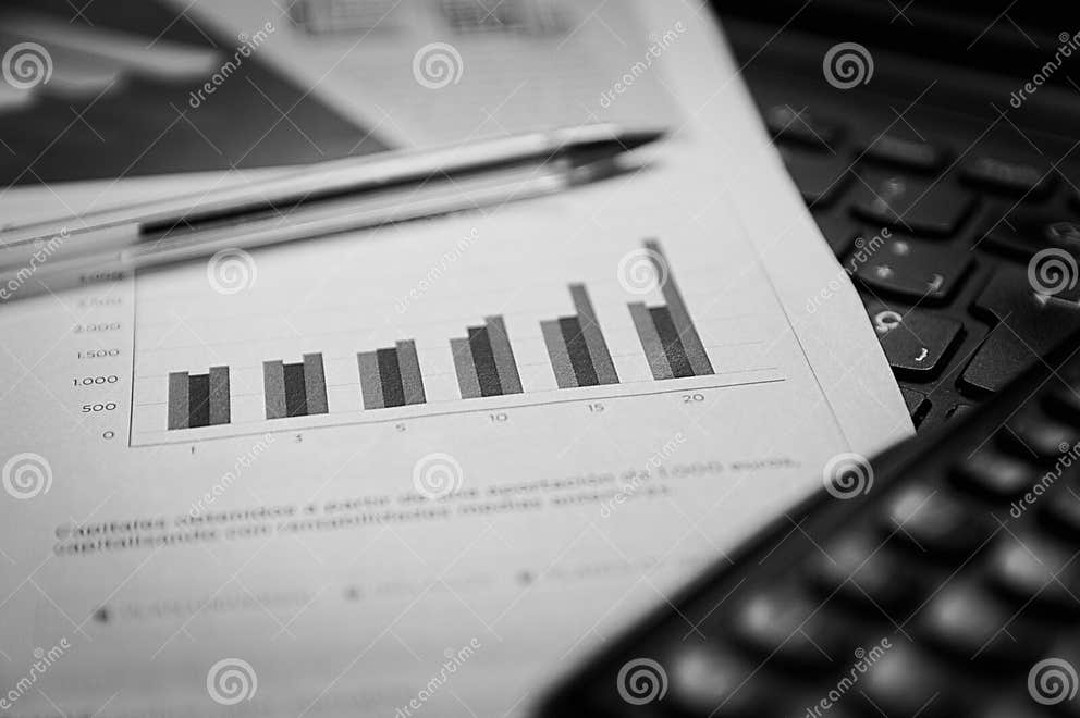 Statistical Graphs Next To a Calculator and a Computer Stock Image ...