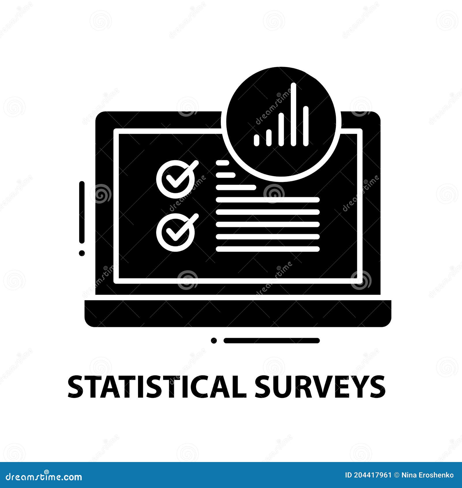 Statistical Surveys Icon, Black Vector Sign with Editable Strokes ...