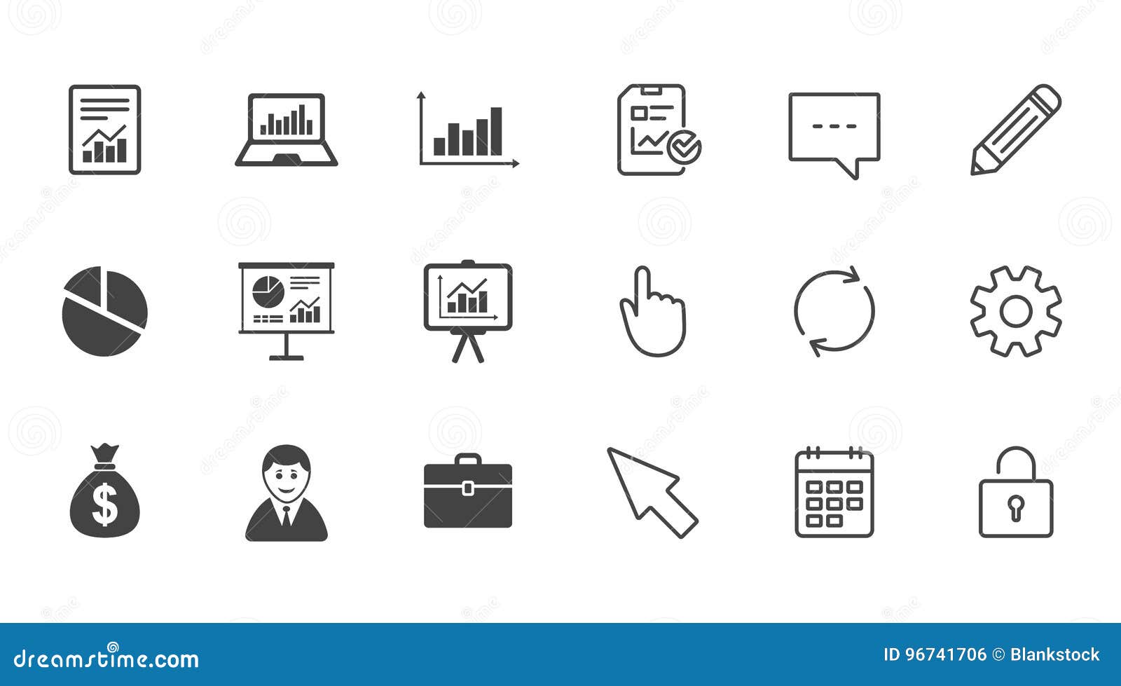 Statistiche, Icone Di Stima Segni Dei Grafici Illustrazione Vettoriale ...