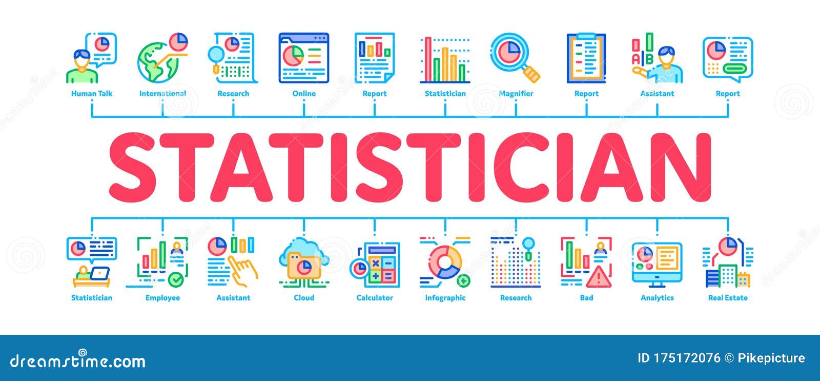 Statistician Assistant Minimal Infographic Banner Vector Stock Vector ...