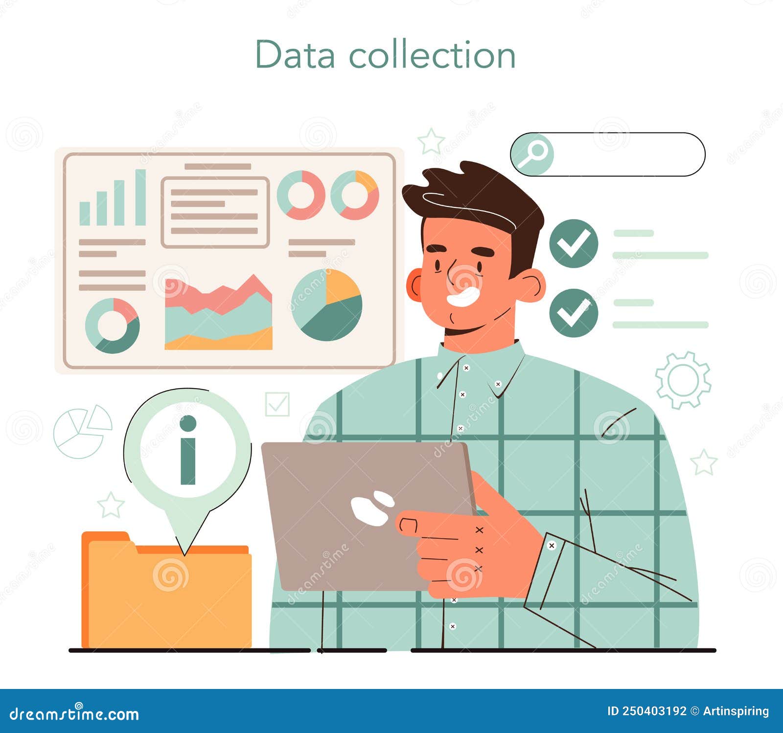 Statistician and Statistic Concept. Specialist Working with Data Stock ...