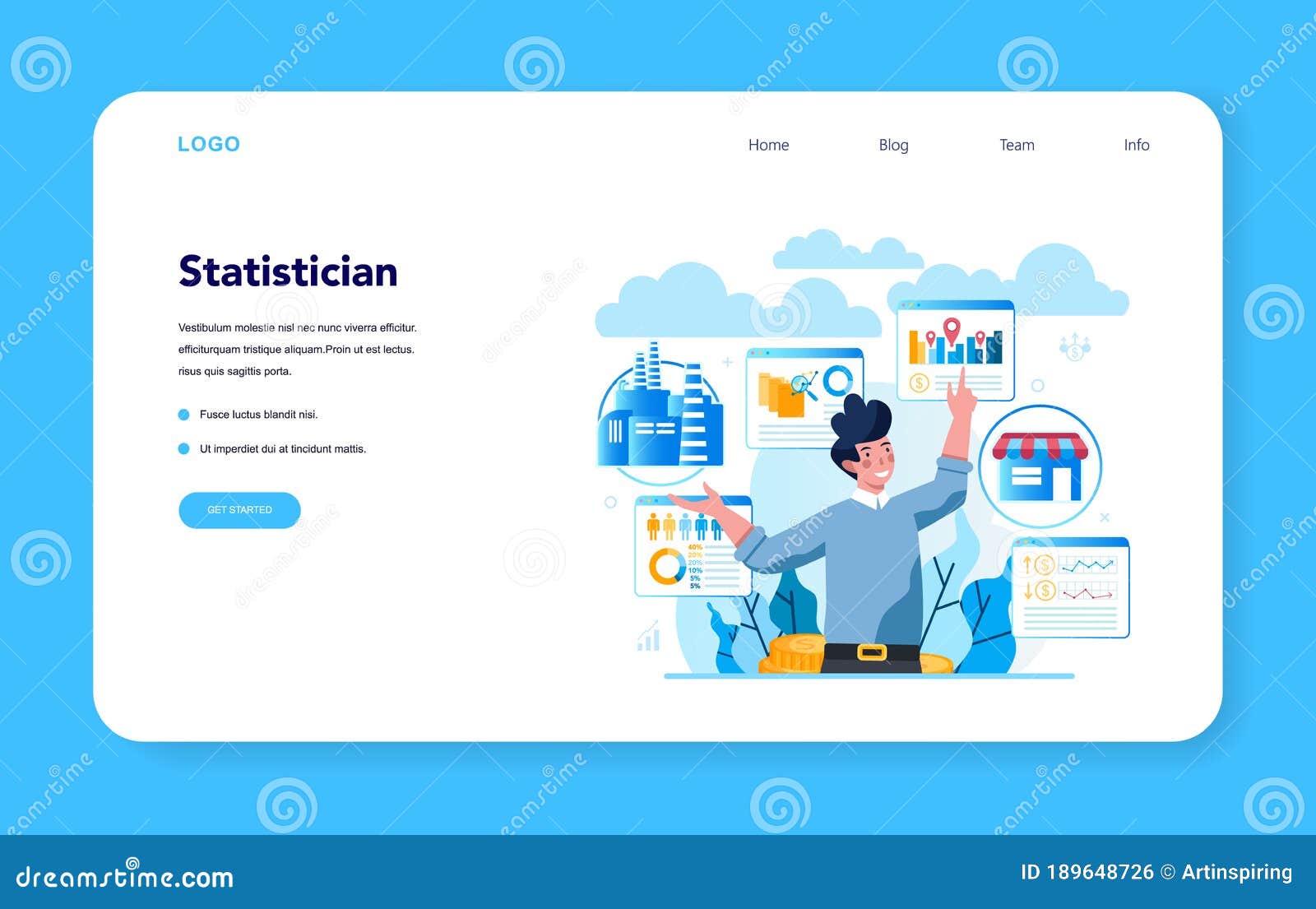 Statistician and Statistic Web Banner or Landing Page. Specialist Stock ...