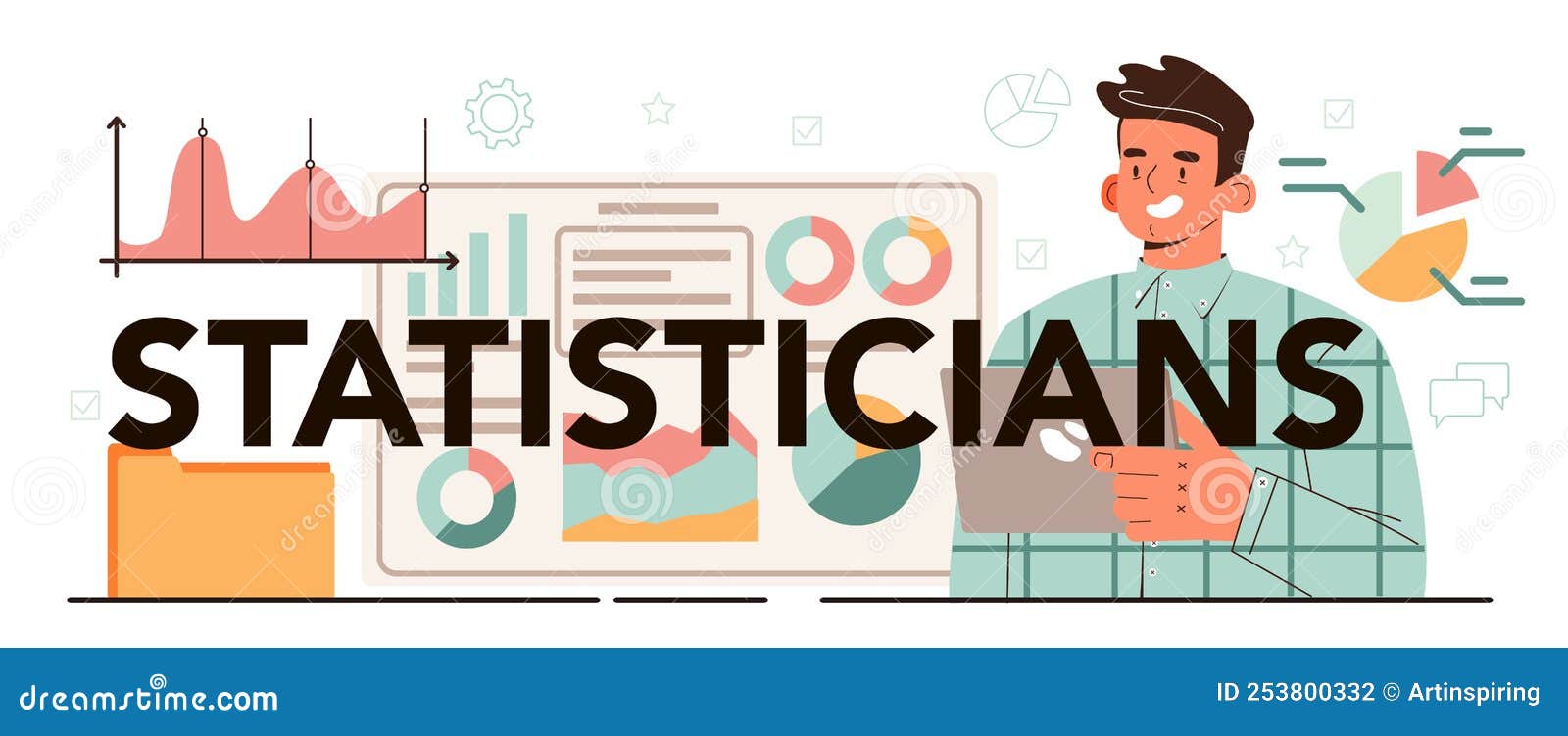Statisticians Typographic Header. Specialist Working with Data ...