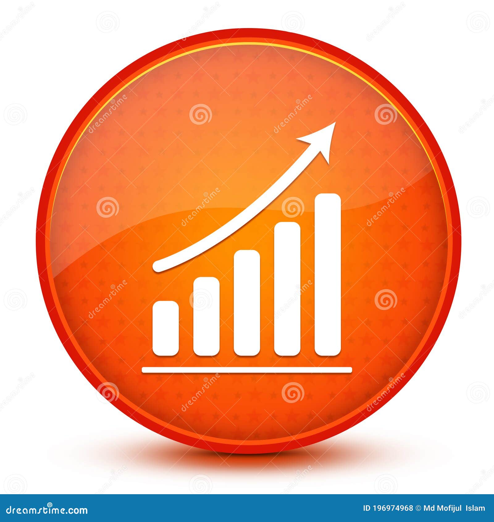 Statistics Aesthetic Glossy Orange Round Button Abstract Stock ...