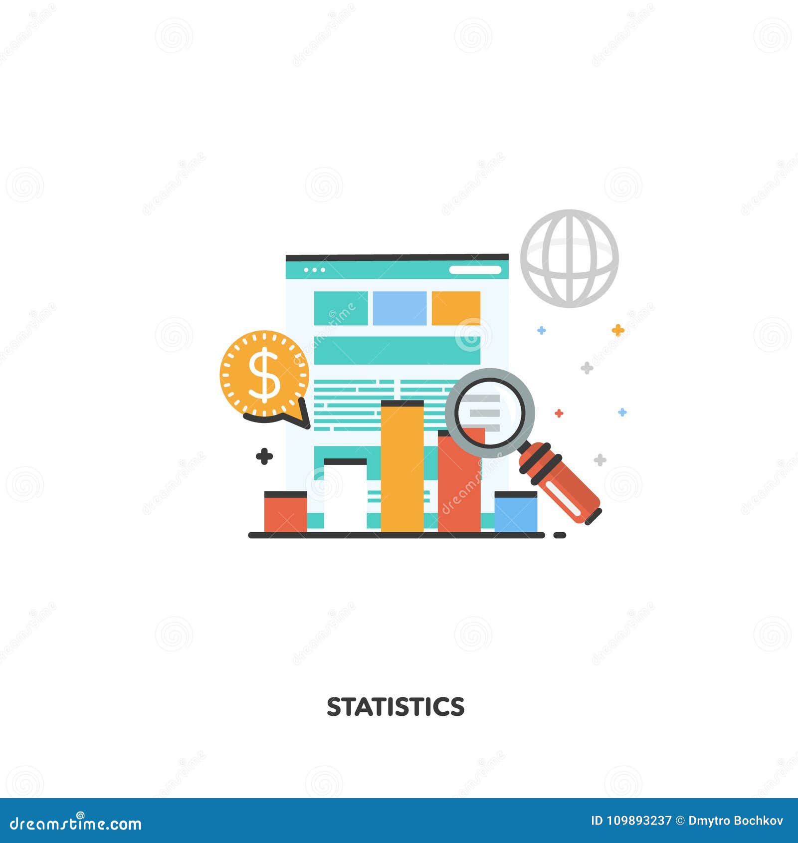Statistics and Analysis Concept Design. Vector Line Design. Stock ...