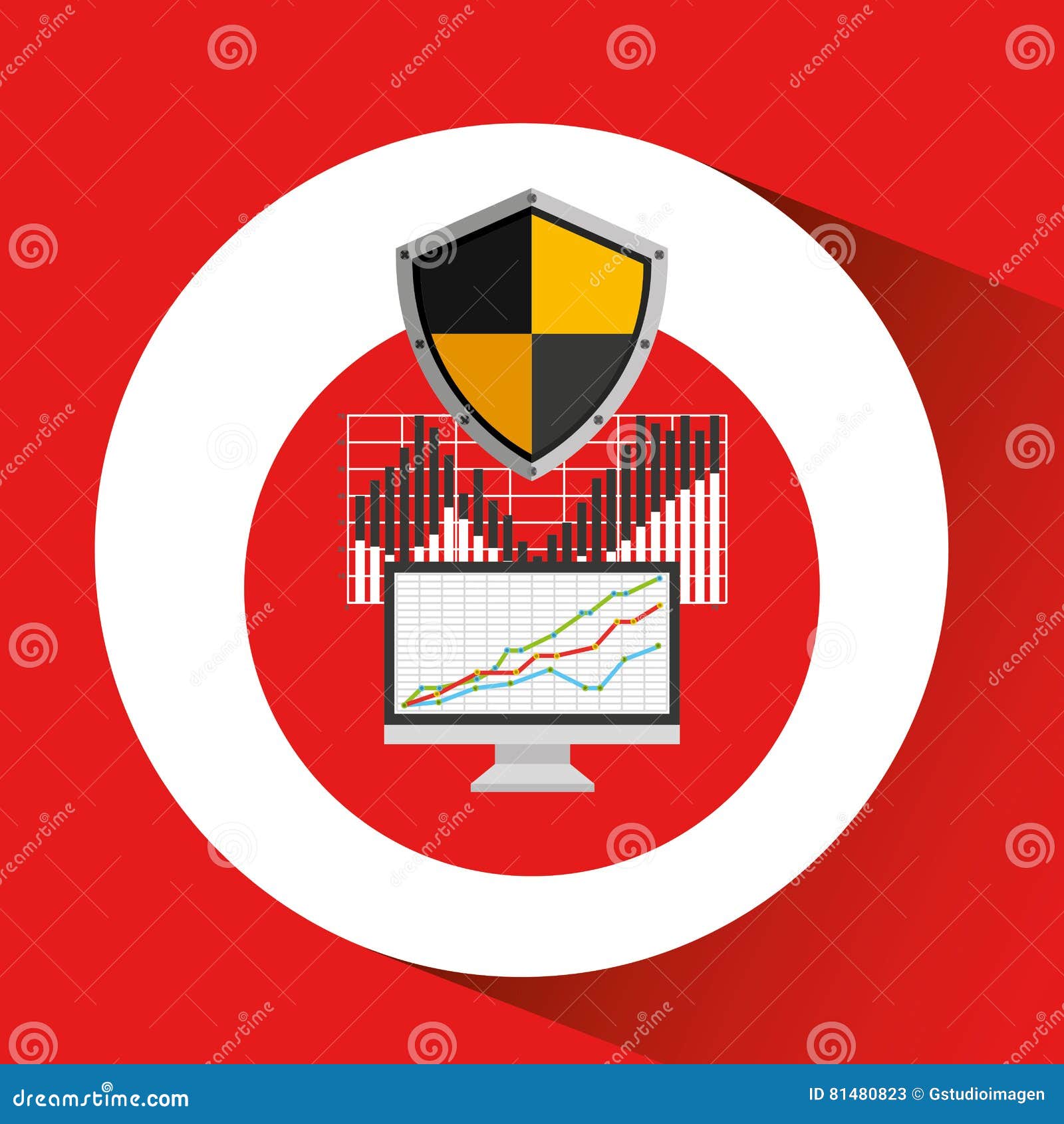 Statistics Banking Safe Shield Protection Stock Vector - Illustration ...