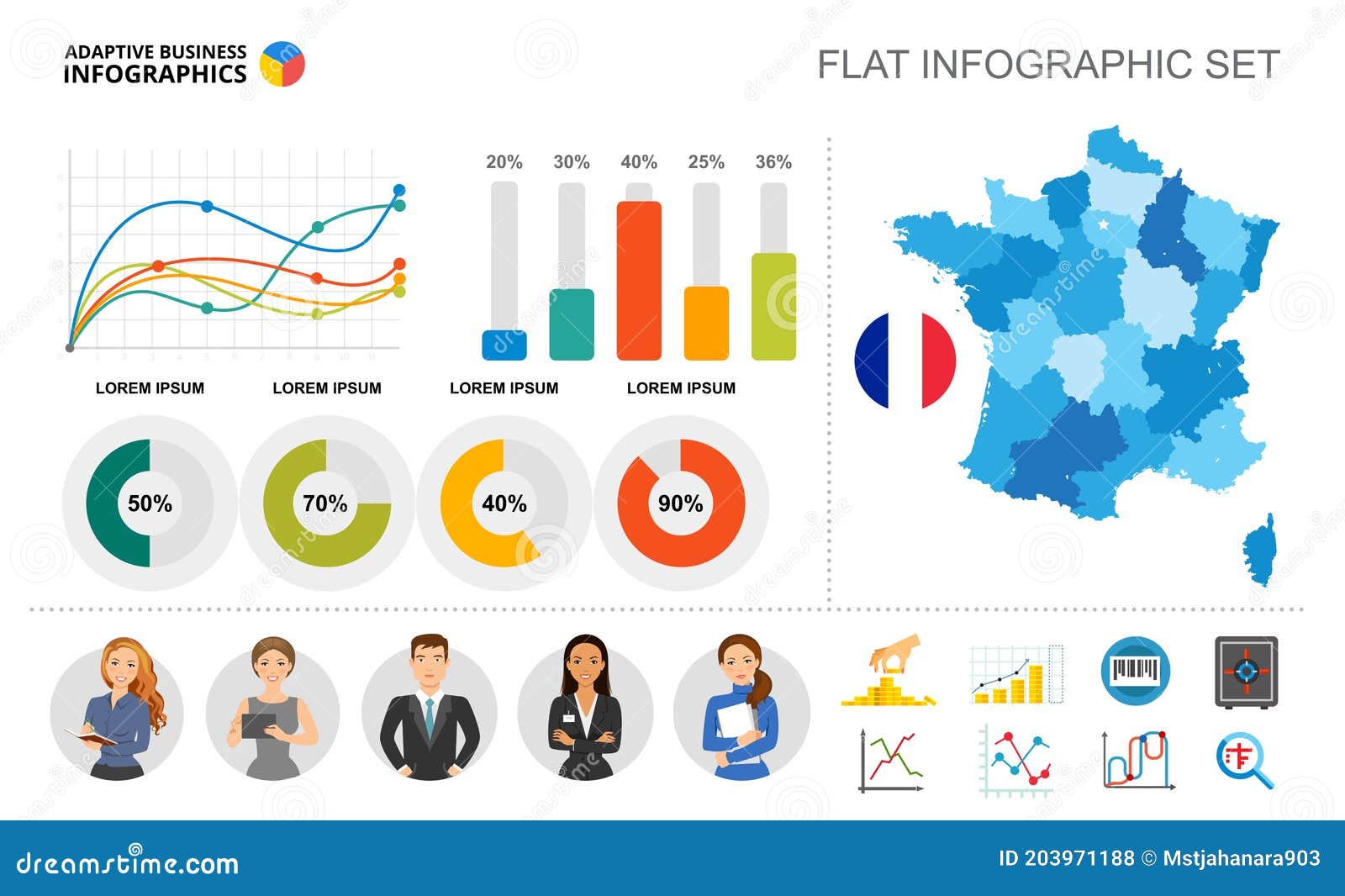 Line Charts. Modern Infographic Set Diagrams Curves Development Graphs ...