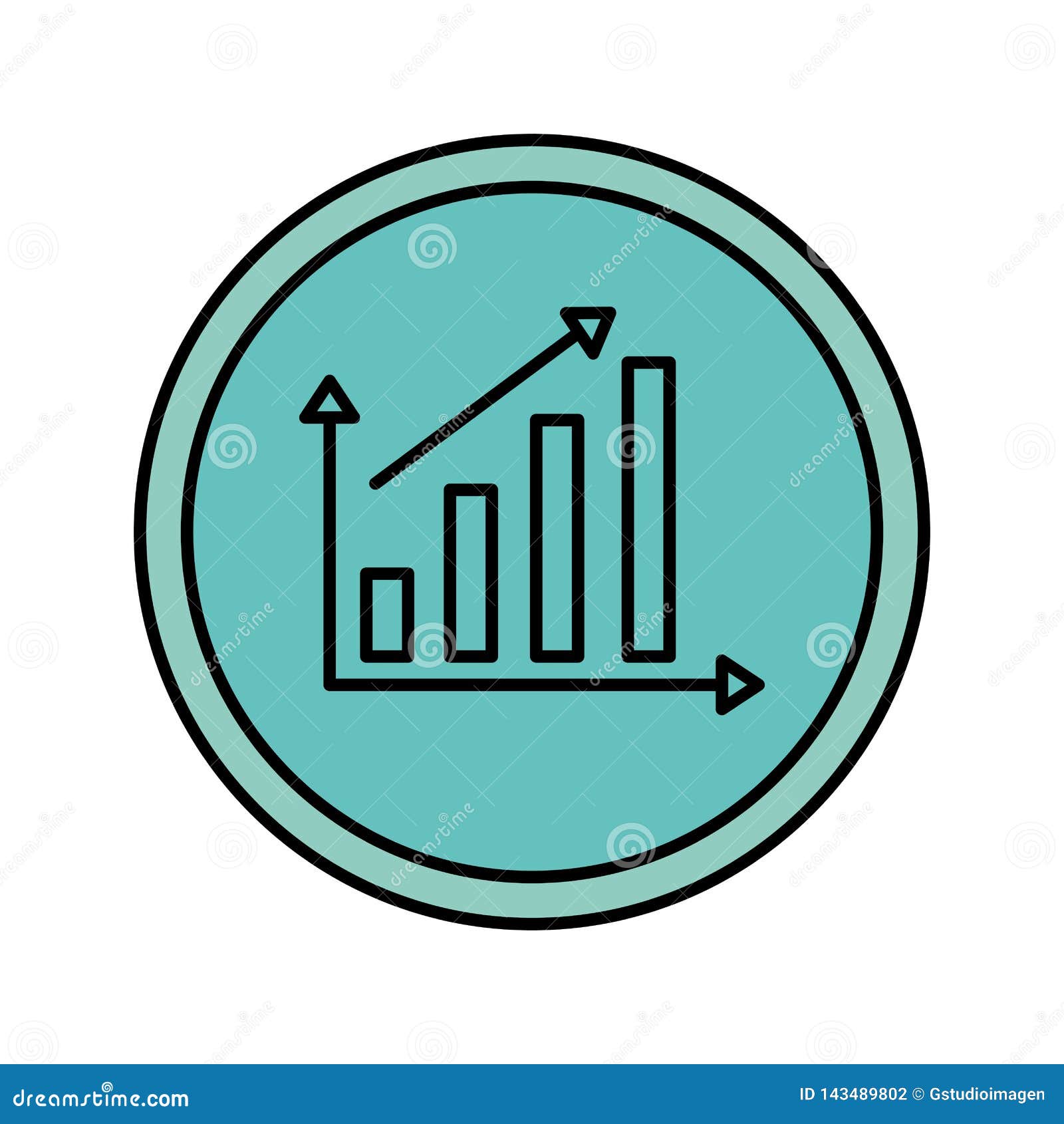Statistics bars and arrow stock vector. Illustration of simple - 143489802