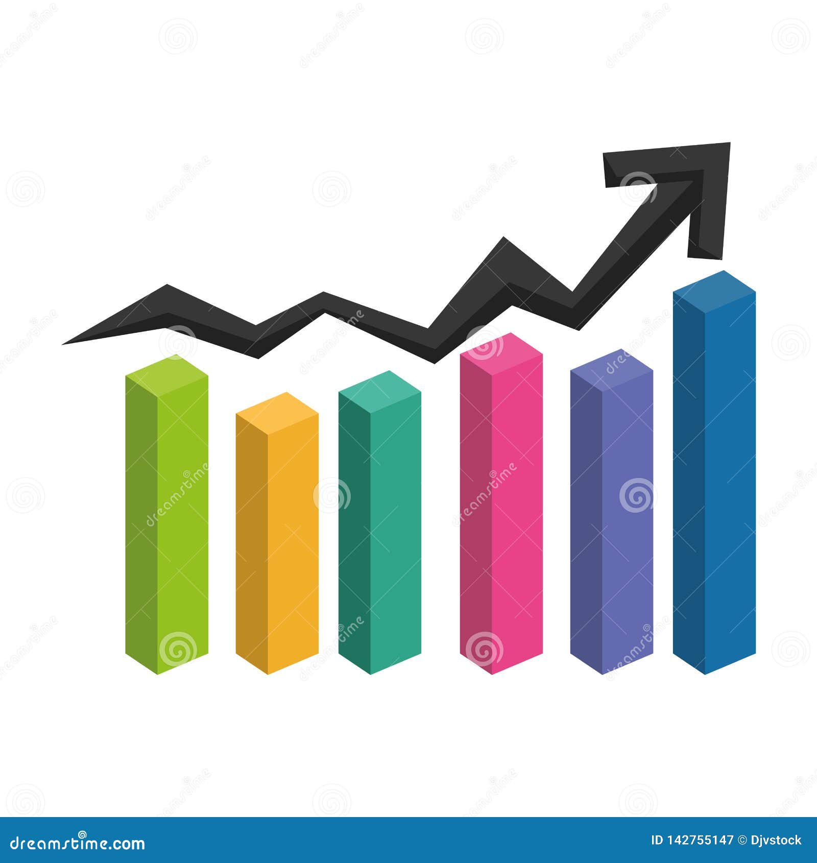 Statistics Bars with Arrow Up Stock Vector - Illustration of info, icon ...