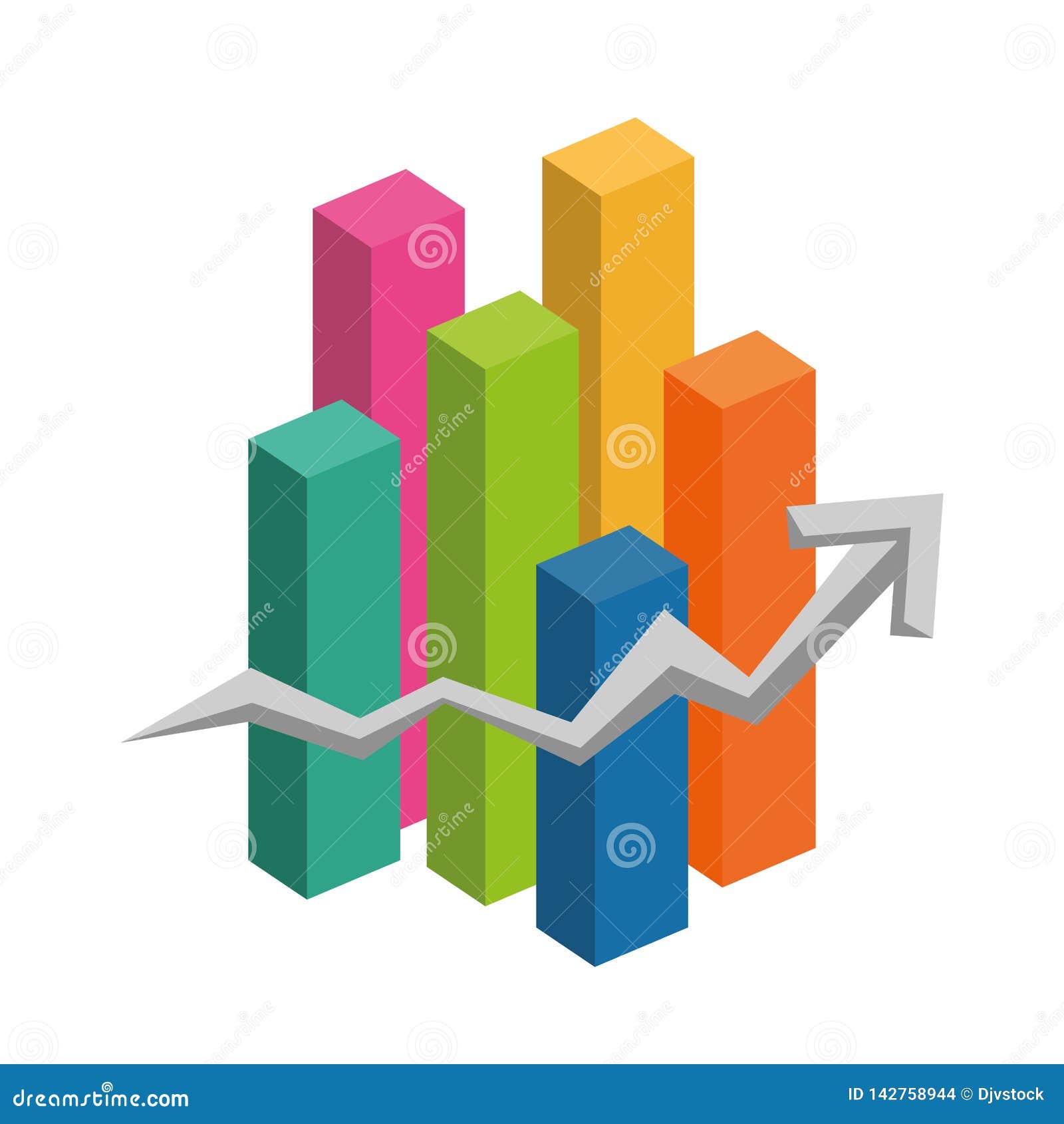 Statistics Bars with Arrow Up Stock Vector - Illustration of graph ...