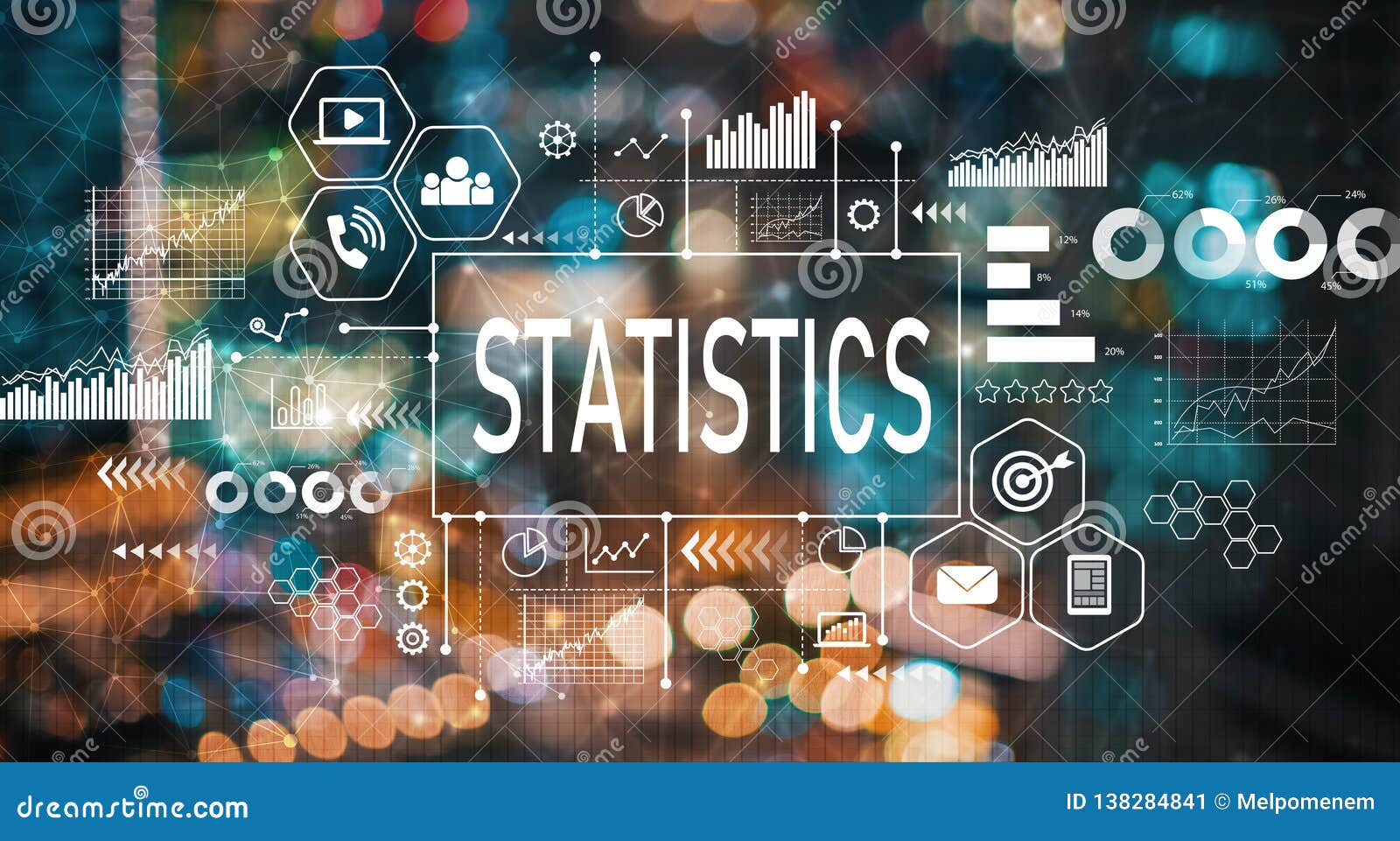 Statistics with Blurred City Lights Stock Illustration - Illustration ...