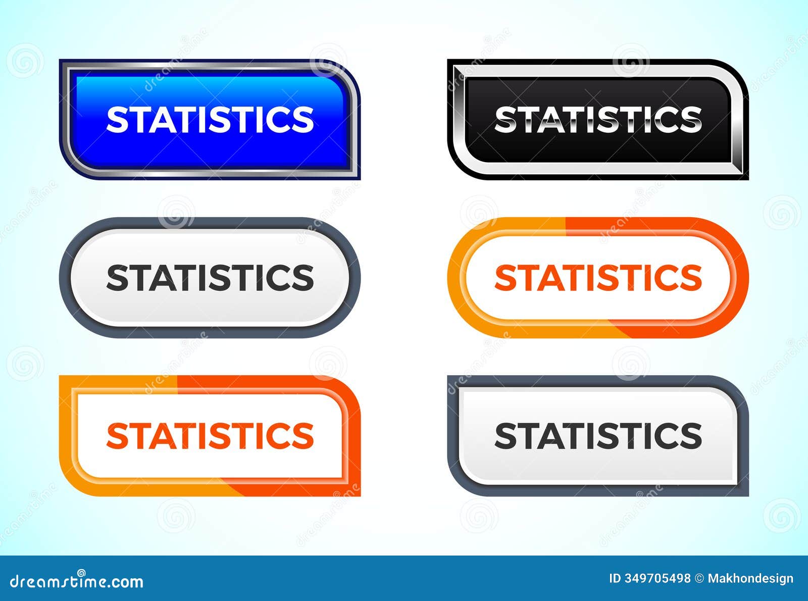 Statistics Button Set of Different Shapes and Colors. Suitable for ...