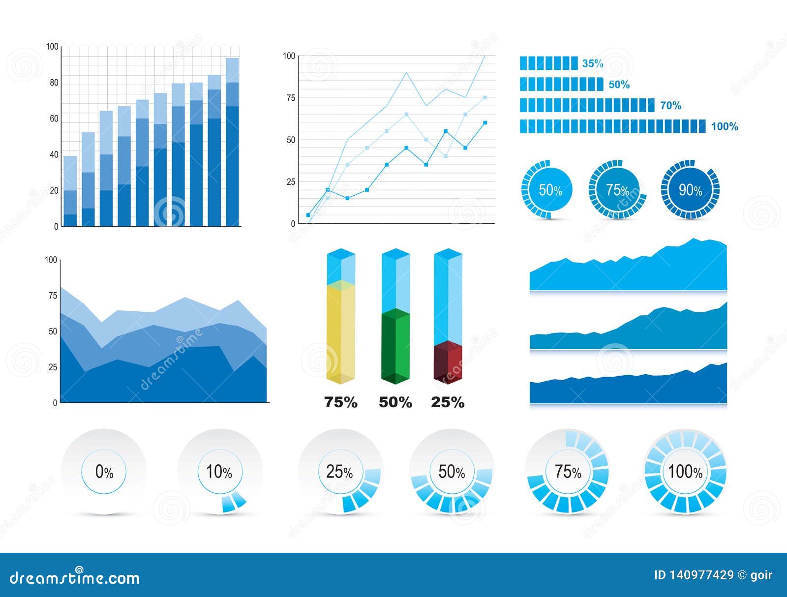 Statistics charts on white stock illustration. Illustration of ...