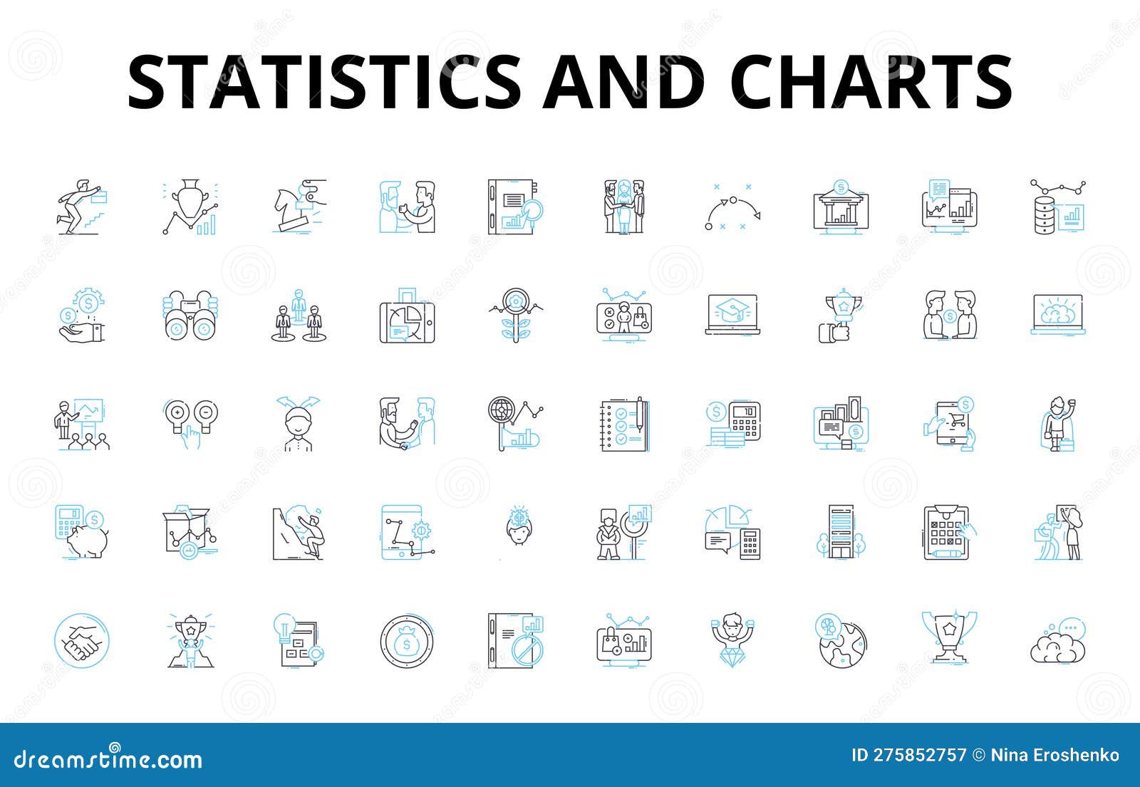 Statistics And Charts Linear Icons Set Data Graphs Trends Variance