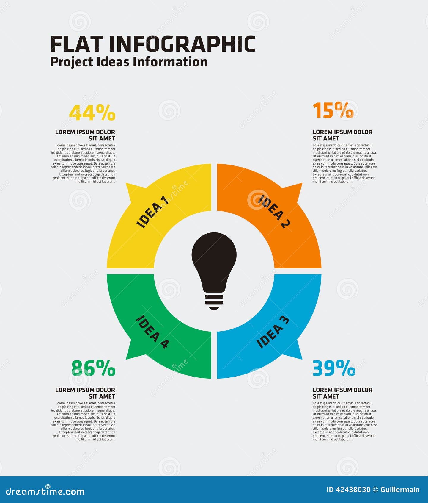 Statistics Circle Infographic with a Light Bulb in the Center Stock ...