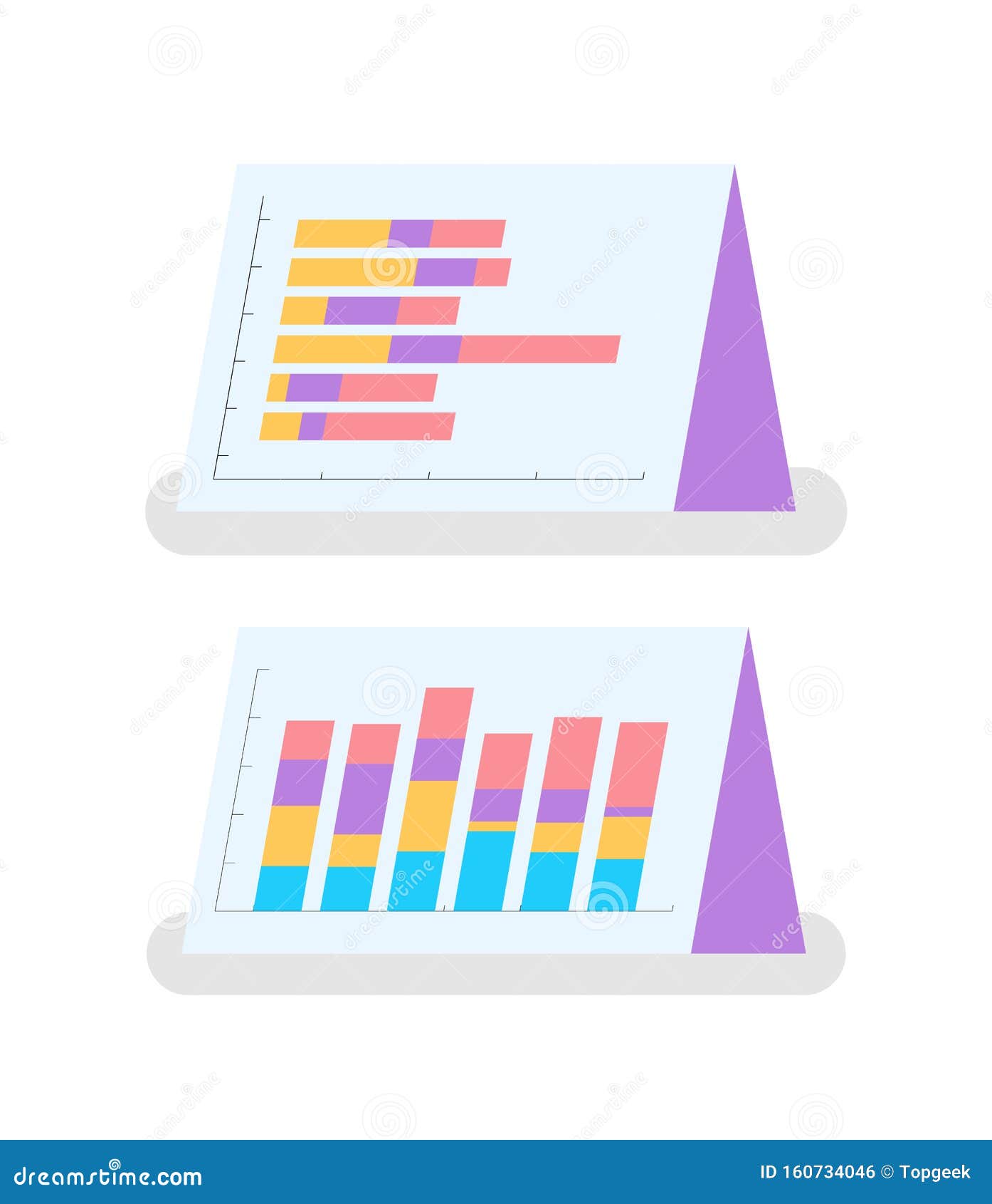 Statistics and Data on Papers, Flowcharts Set Stock Vector ...