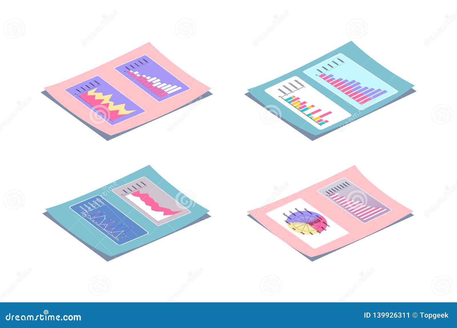 Statistics on Document Pages, Paper Infographics Stock Vector ...