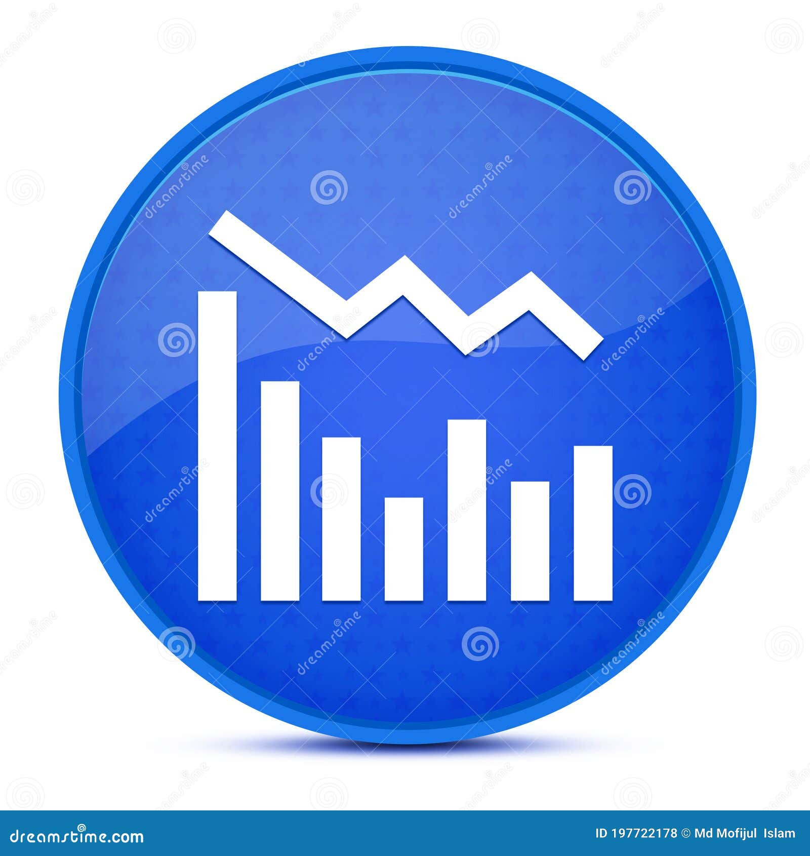 Statistics Down Aesthetic Glossy Blue Round Button Abstract Stock ...