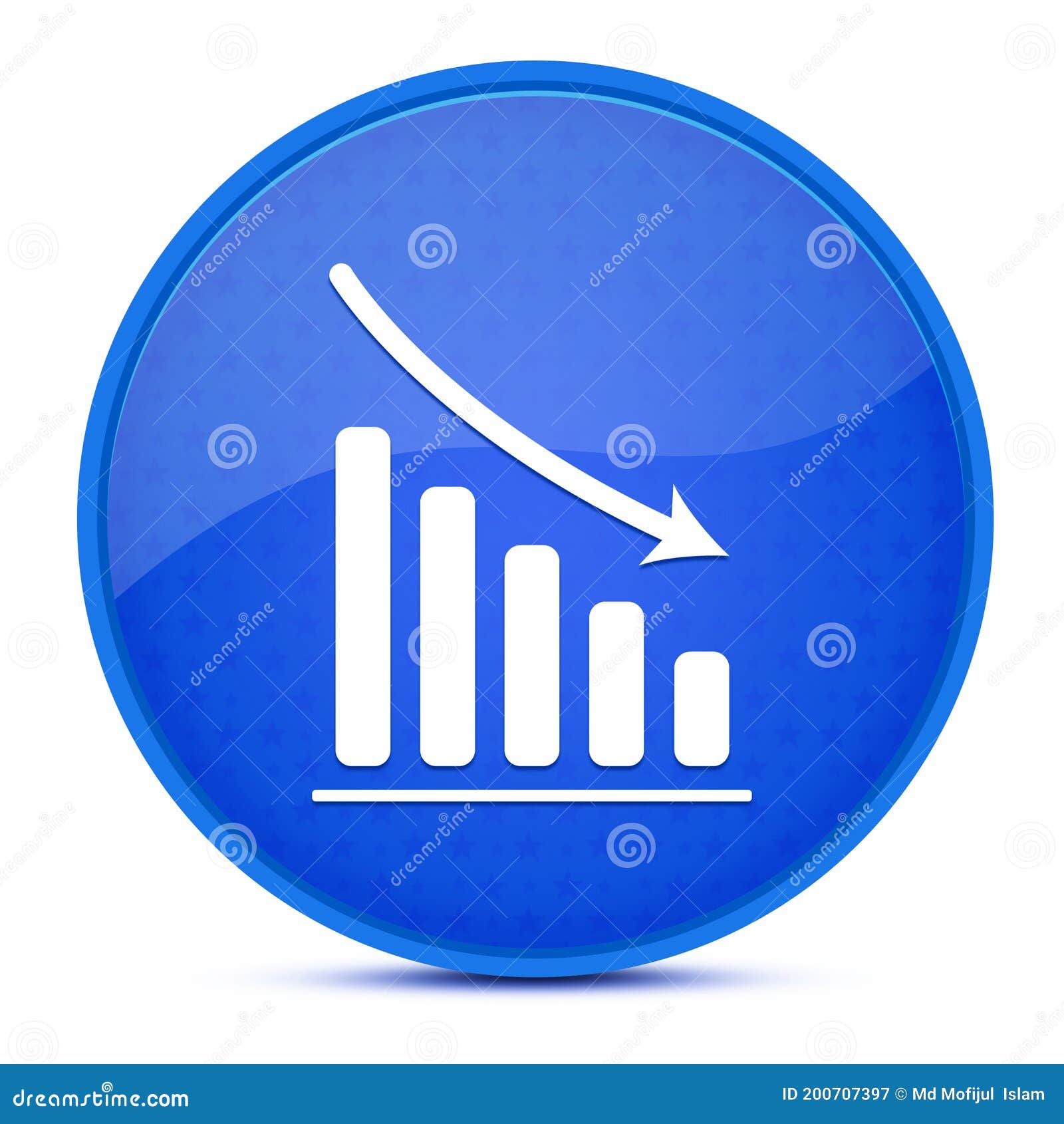 Statistics Down Aesthetic Glossy Blue Round Button Abstract Stock ...