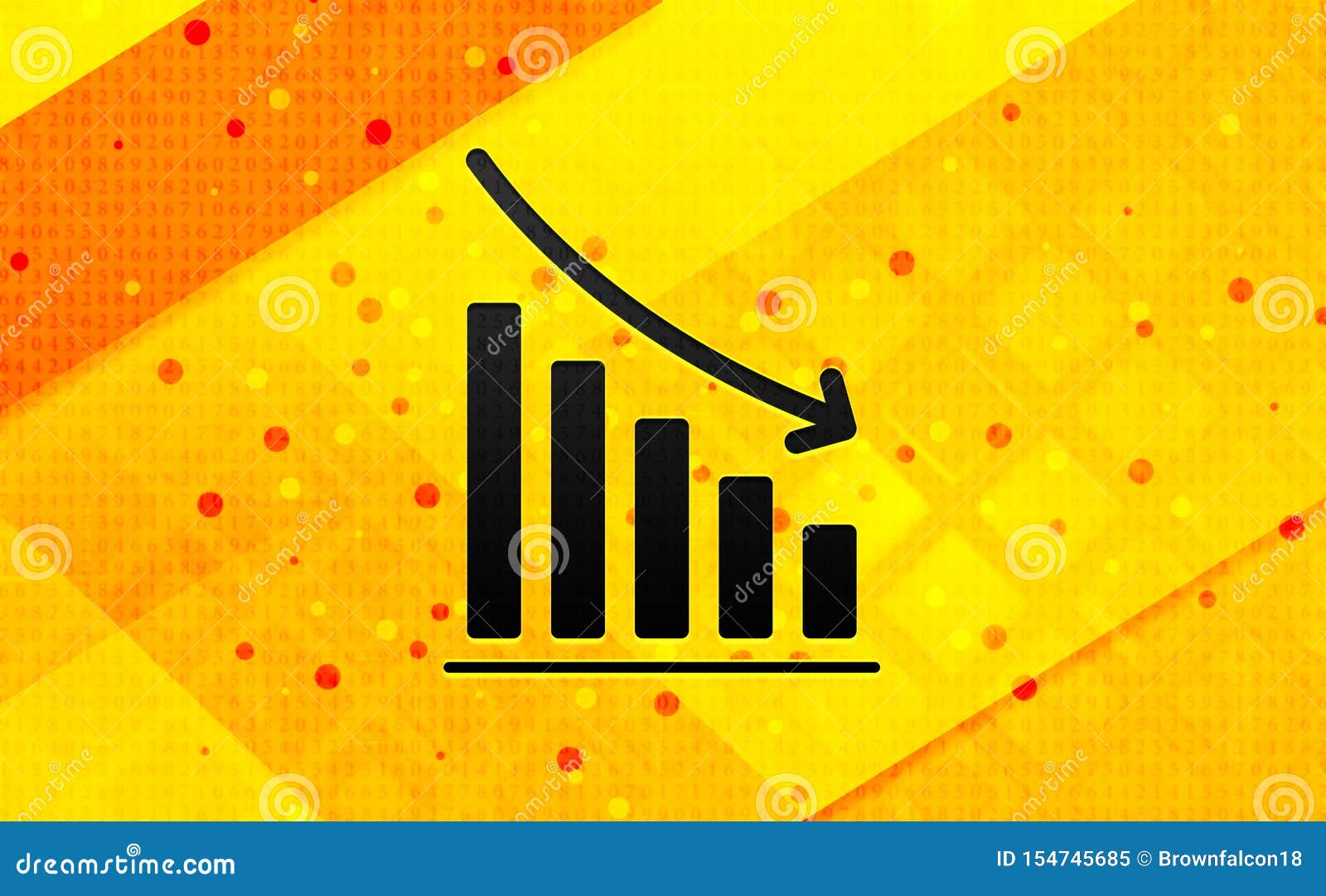 Statistics Down Icon Abstract Digital Banner Yellow Background Stock ...