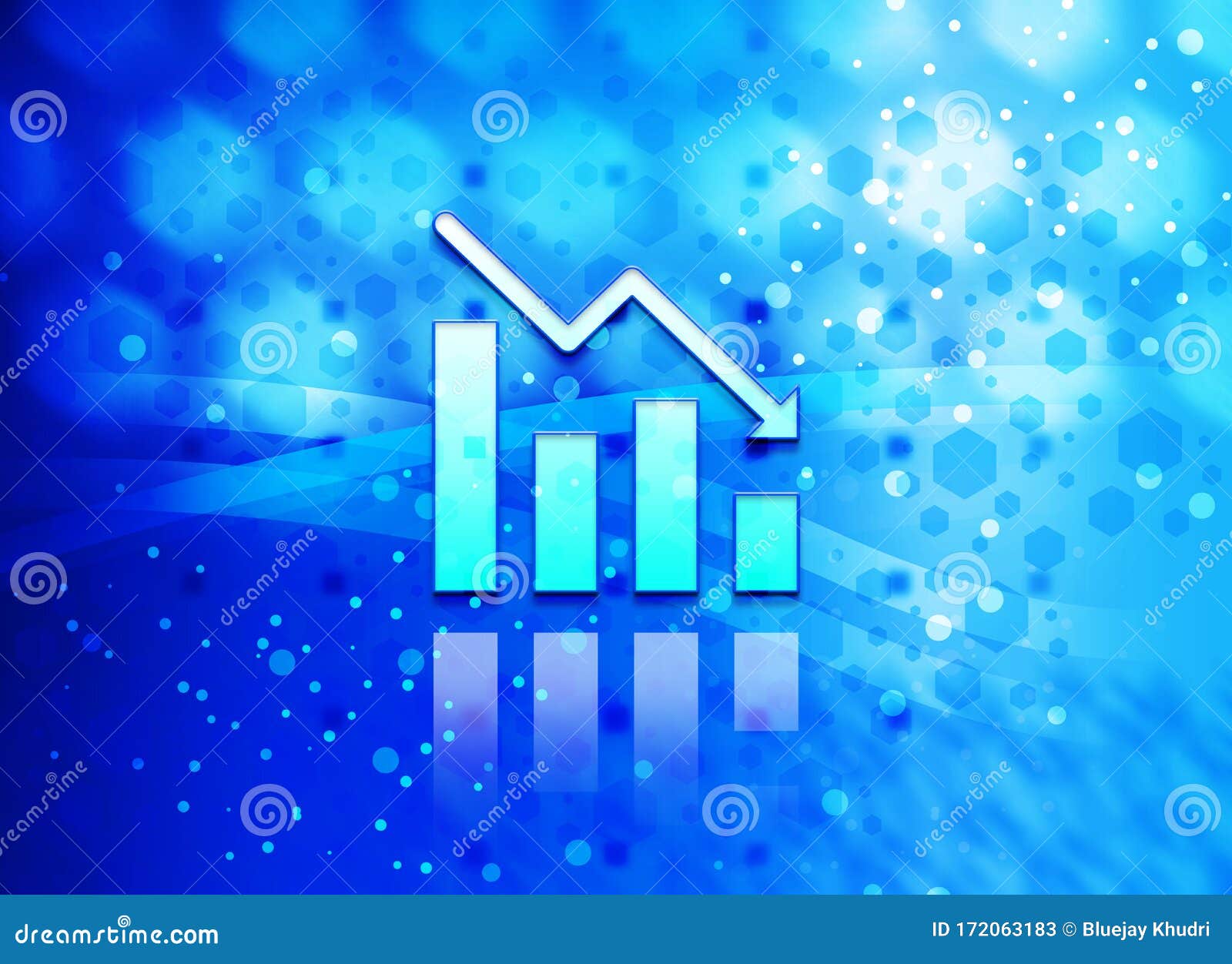 Statistics Down Icon Abstract Light Cyan Blue Hexagon Pattern ...