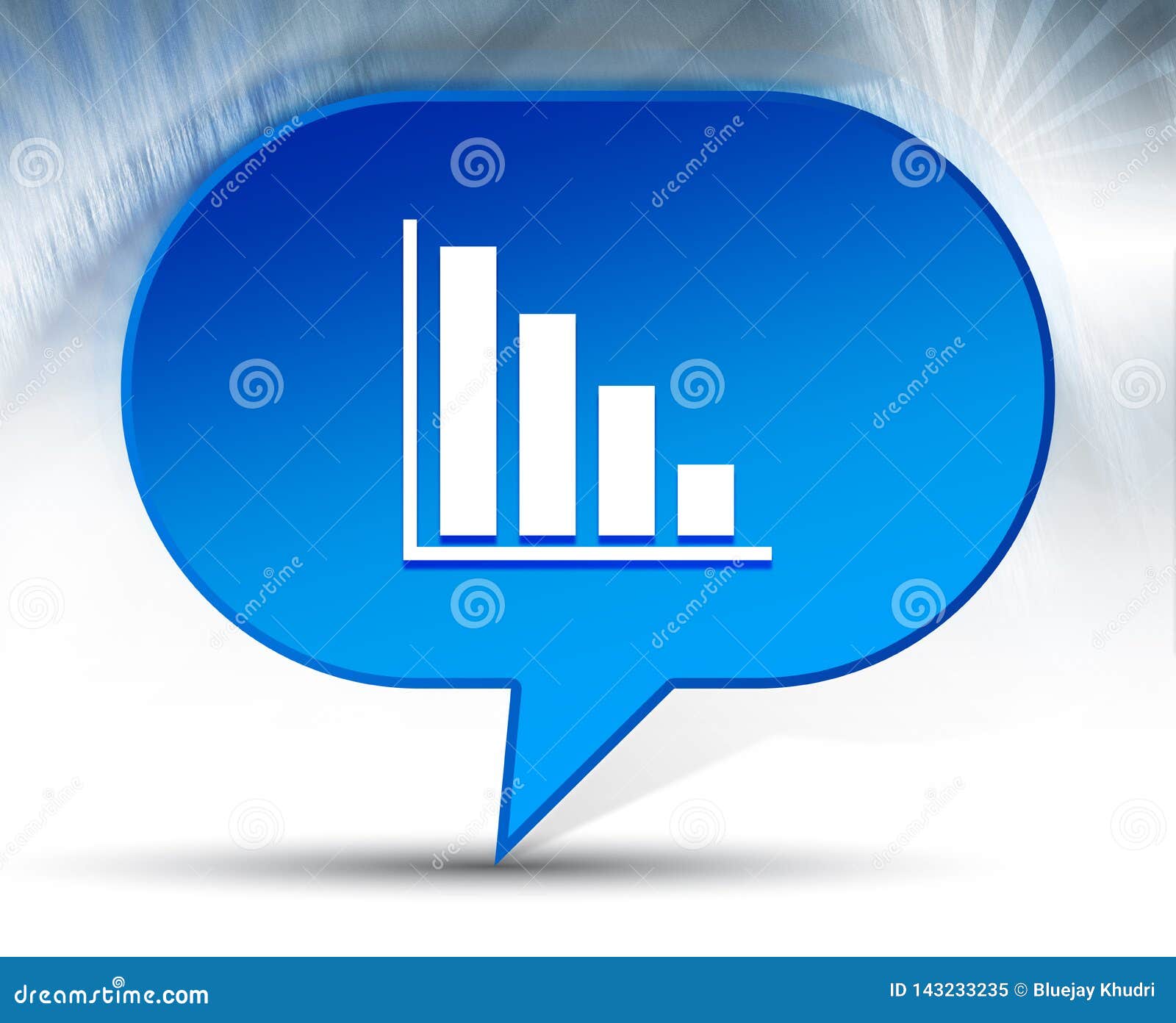 Statistics Down Icon Blue Bubble Background Stock Illustration ...