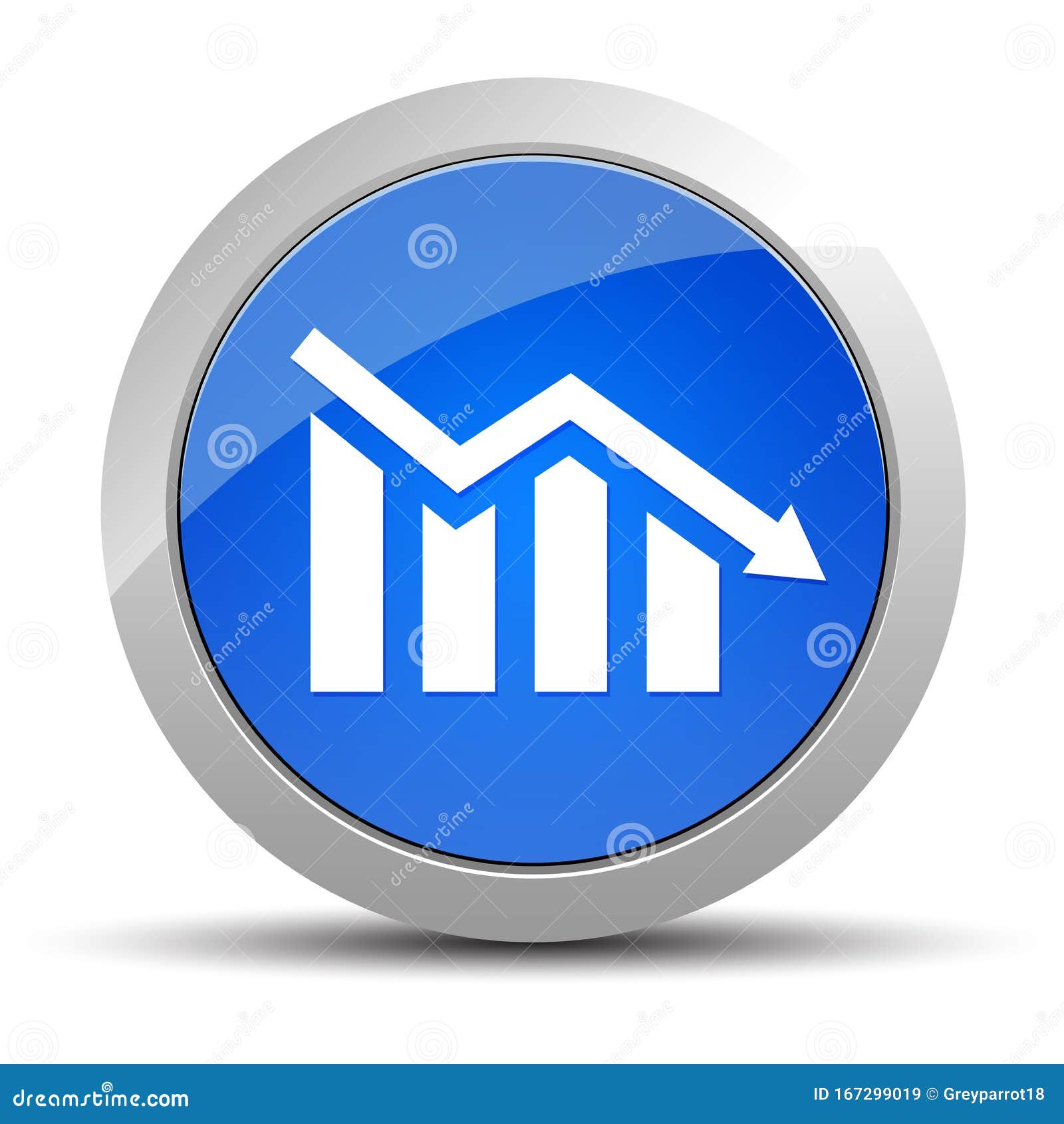Statistics Down Icon Blue Round Button Illustration Stock Illustration ...