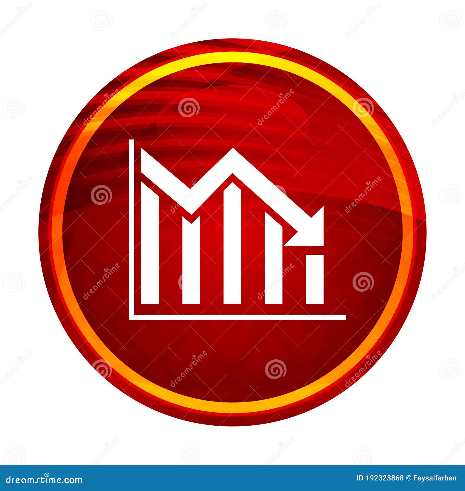 Statistics Down Icon Creative Red Round Button Illustration Design ...