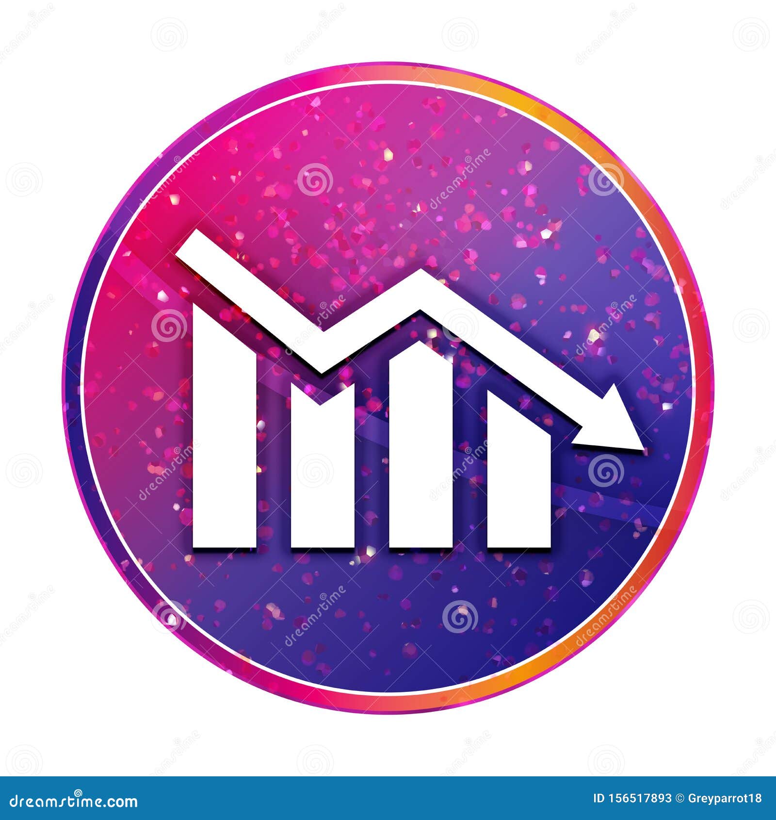 Statistics Down Icon Creative Trendy Colorful Round Button Illustration ...