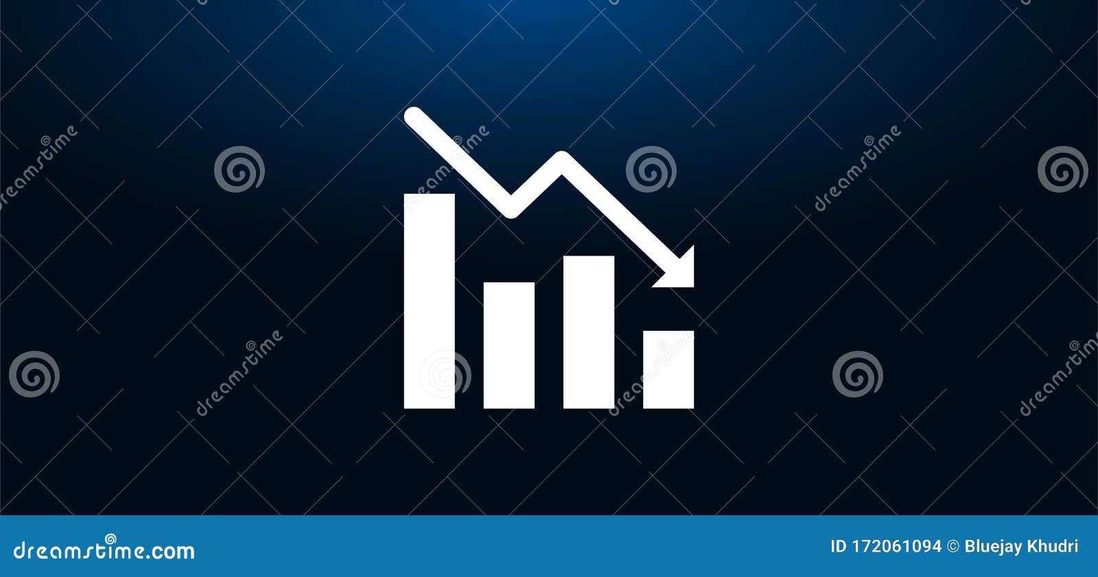 Statistics Down Icon Crystal Blue Banner Background Stock Illustration ...