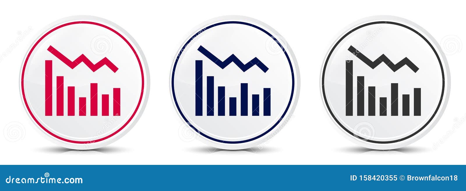 Statistics Down Icon Abstract Red Hexagon Button Bright Yellow Frame ...