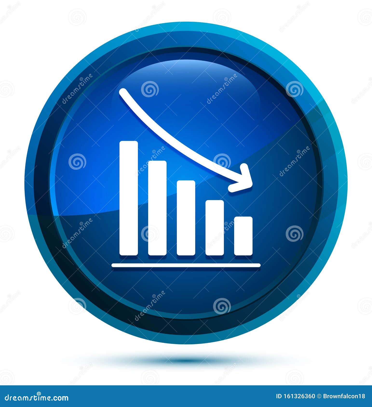 Statistics Down Icon Abstract Red Hexagon Button Bright Yellow Frame ...