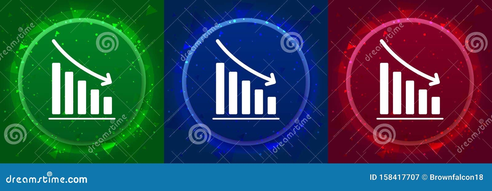 Statistics Down Icon Elegant Modern Design Abstract Buttons Set ...