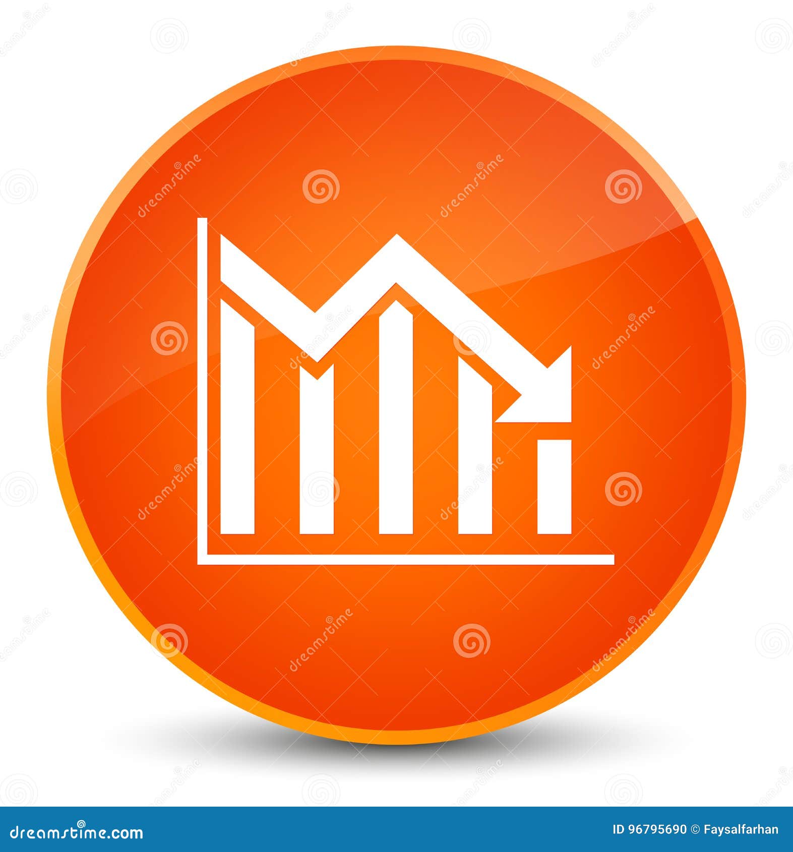 Statistics Down Icon Elegant Orange Round Button Stock Illustration ...