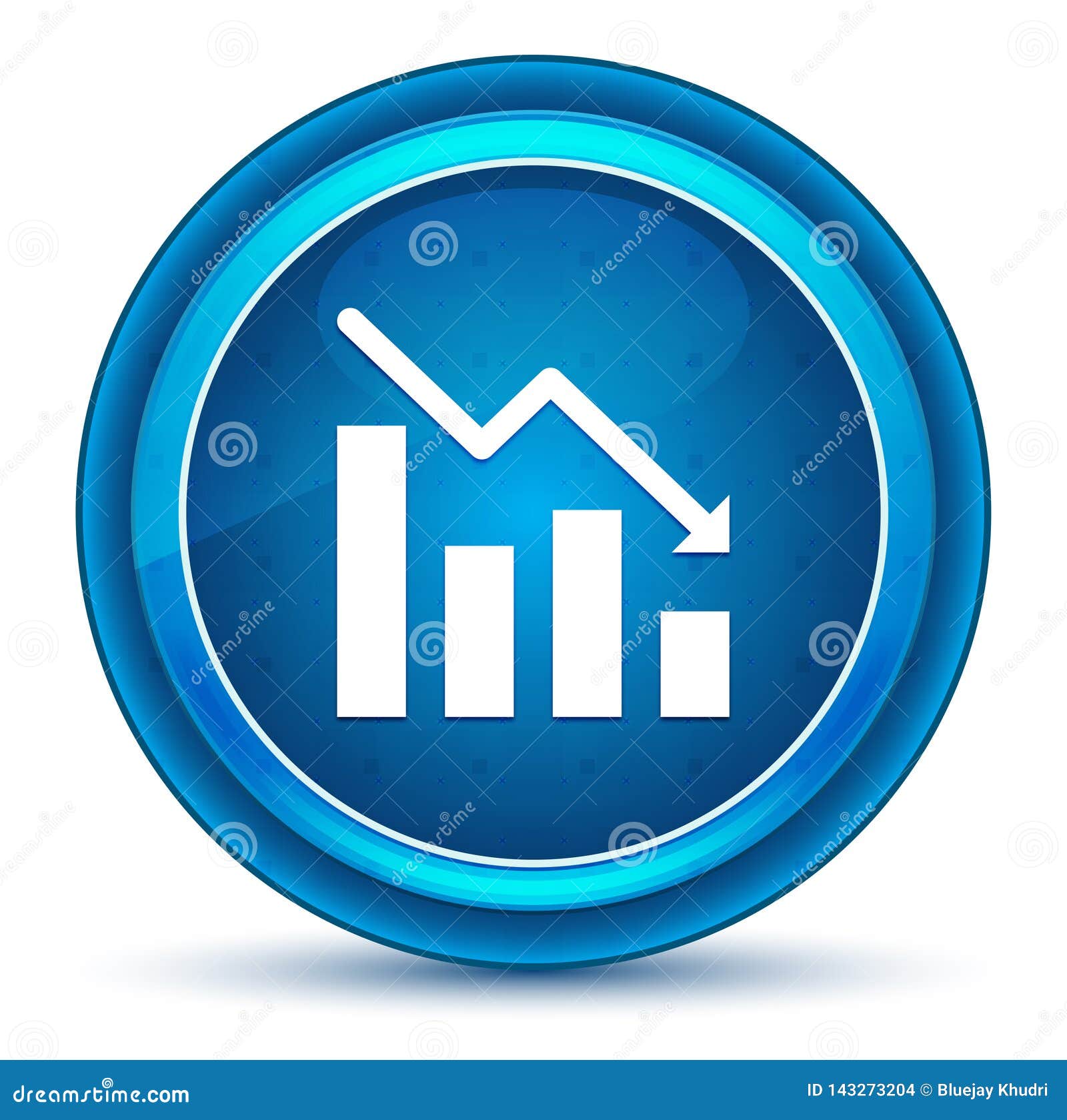 Statistics Down Icon Eyeball Blue Round Button Stock Illustration ...