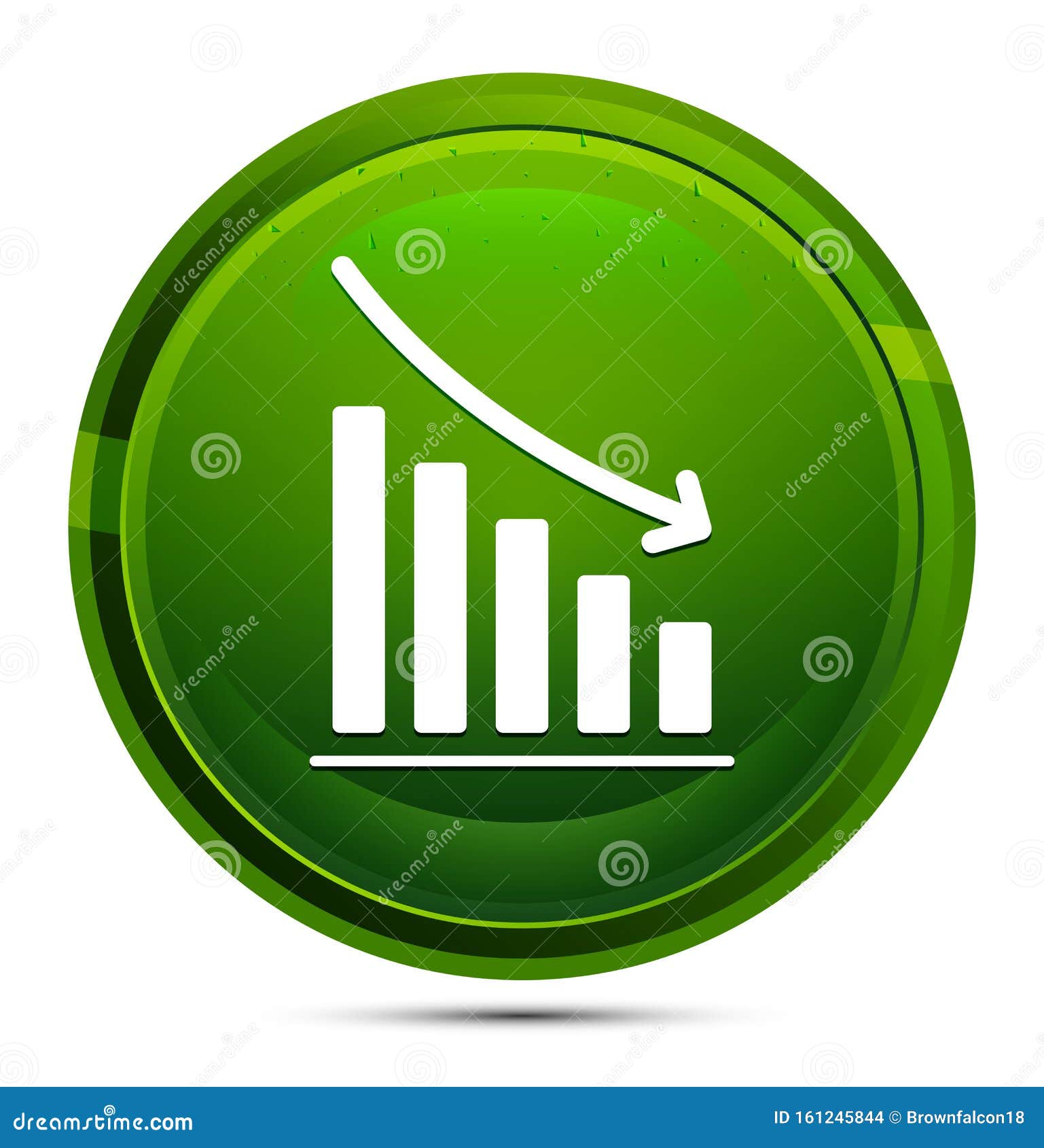 Statistics Down Icon Glassy Green Round Button Illustration Stock ...