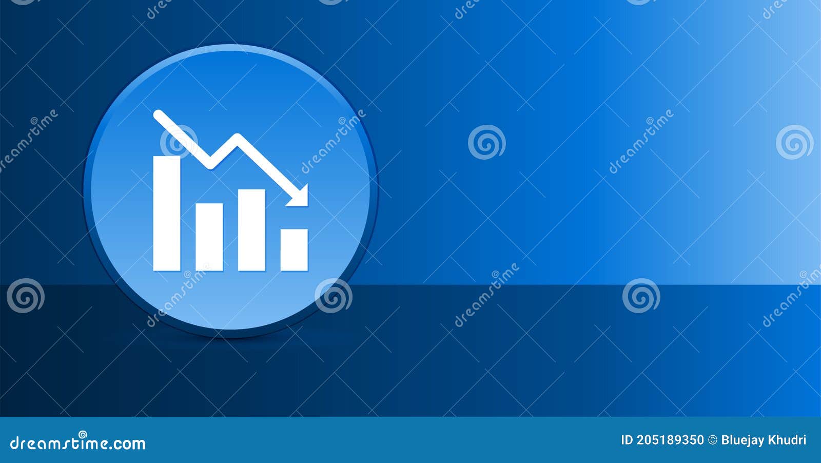 Statistics Down Icon Glassy Modern Blue Button Abstract Background ...