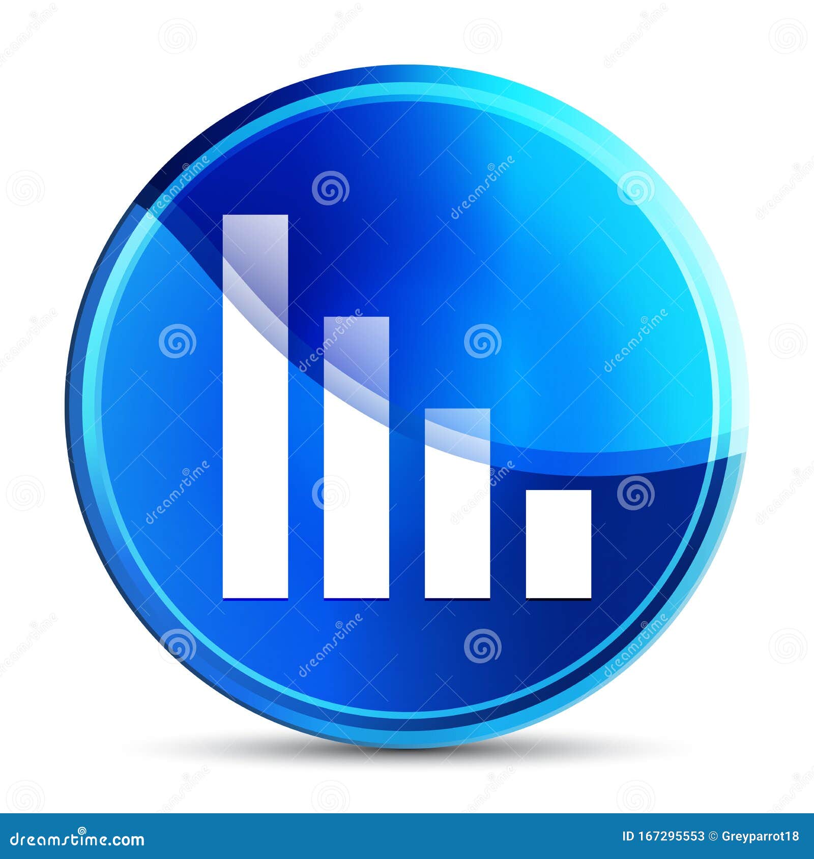 Statistics Down Icon Glassy Vibrant Sky Blue Round Button Illustration ...