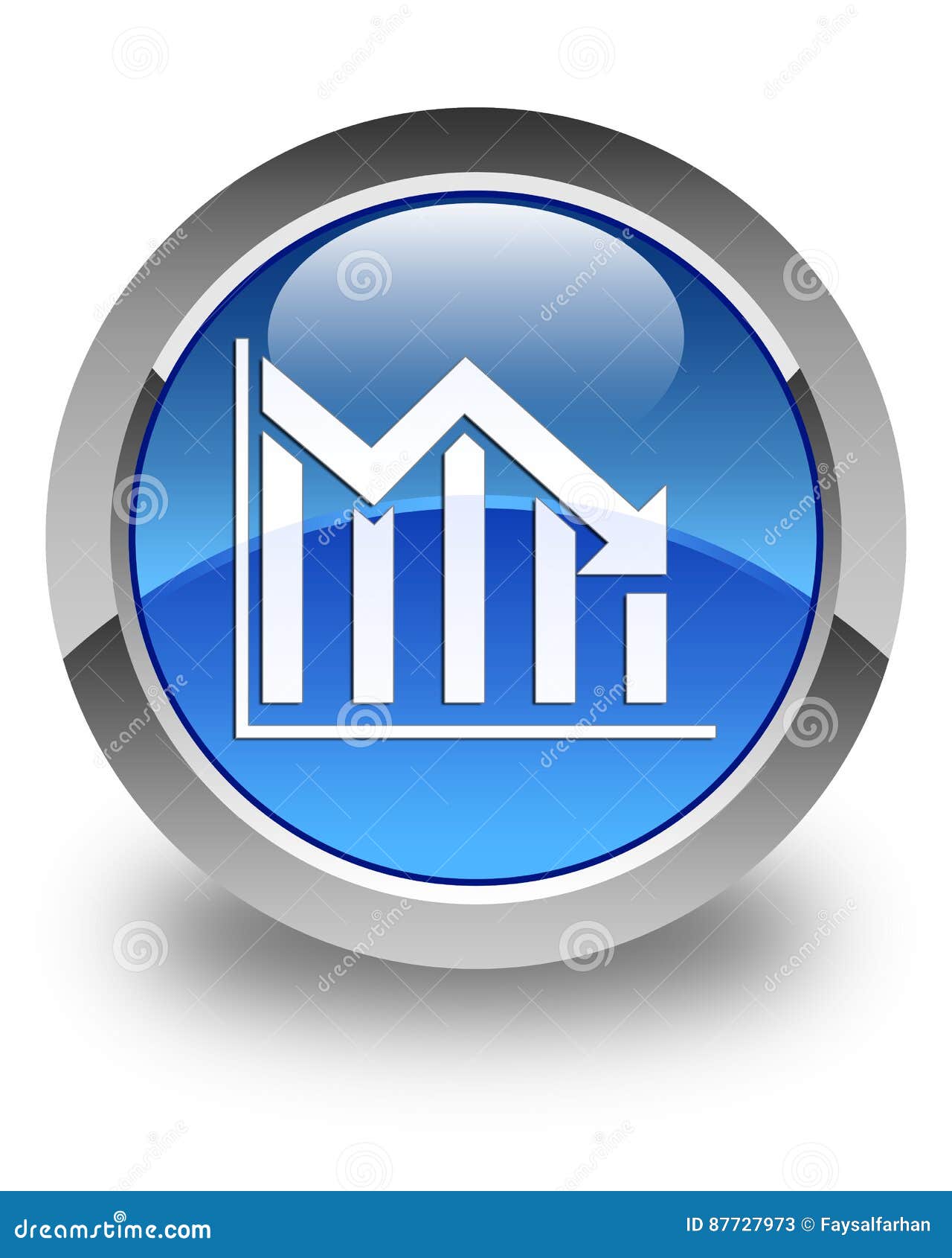 Statistics Down Icon Glossy Blue Round Button Stock Illustration ...