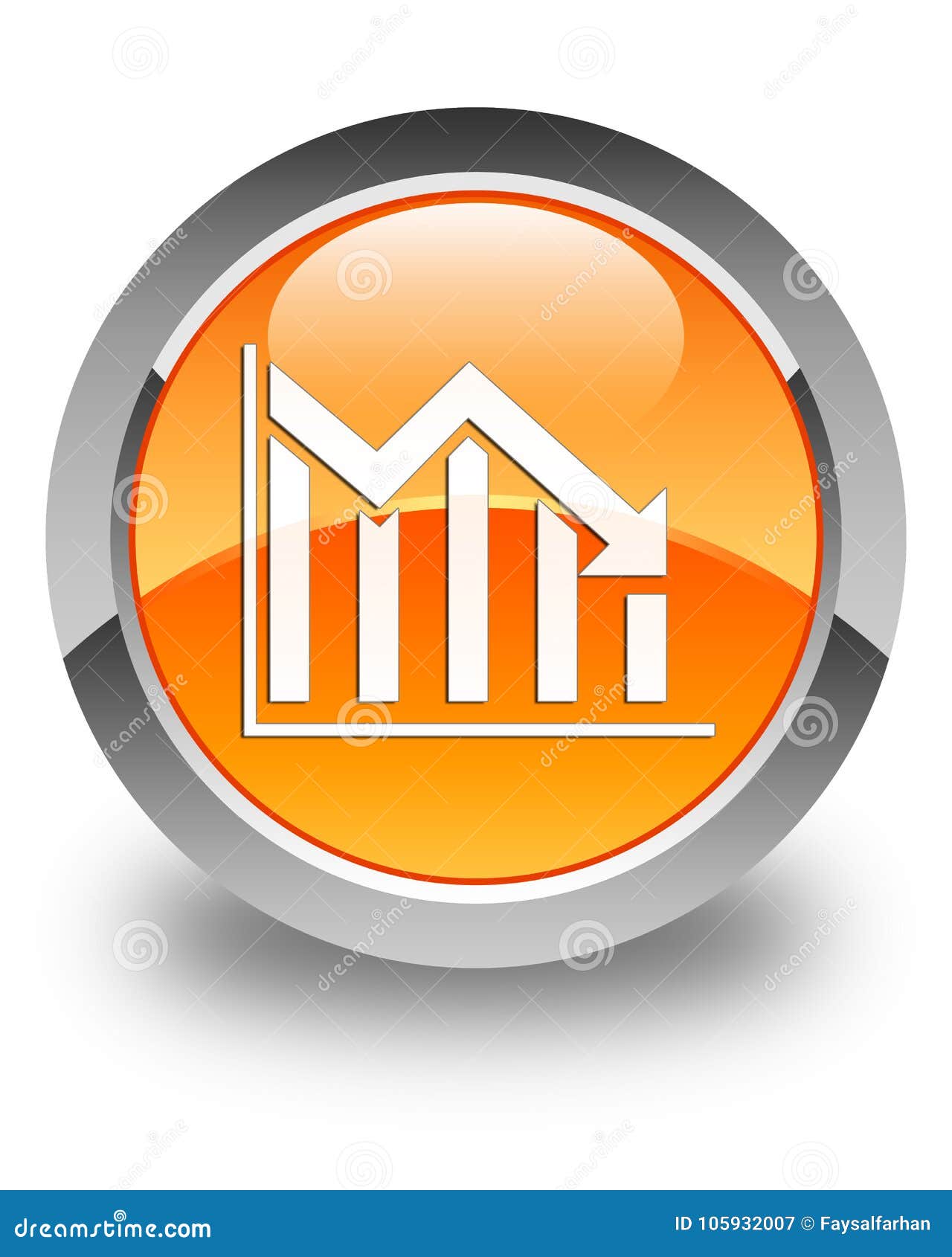 Statistics Down Icon Glossy Orange Round Button Stock Illustration ...