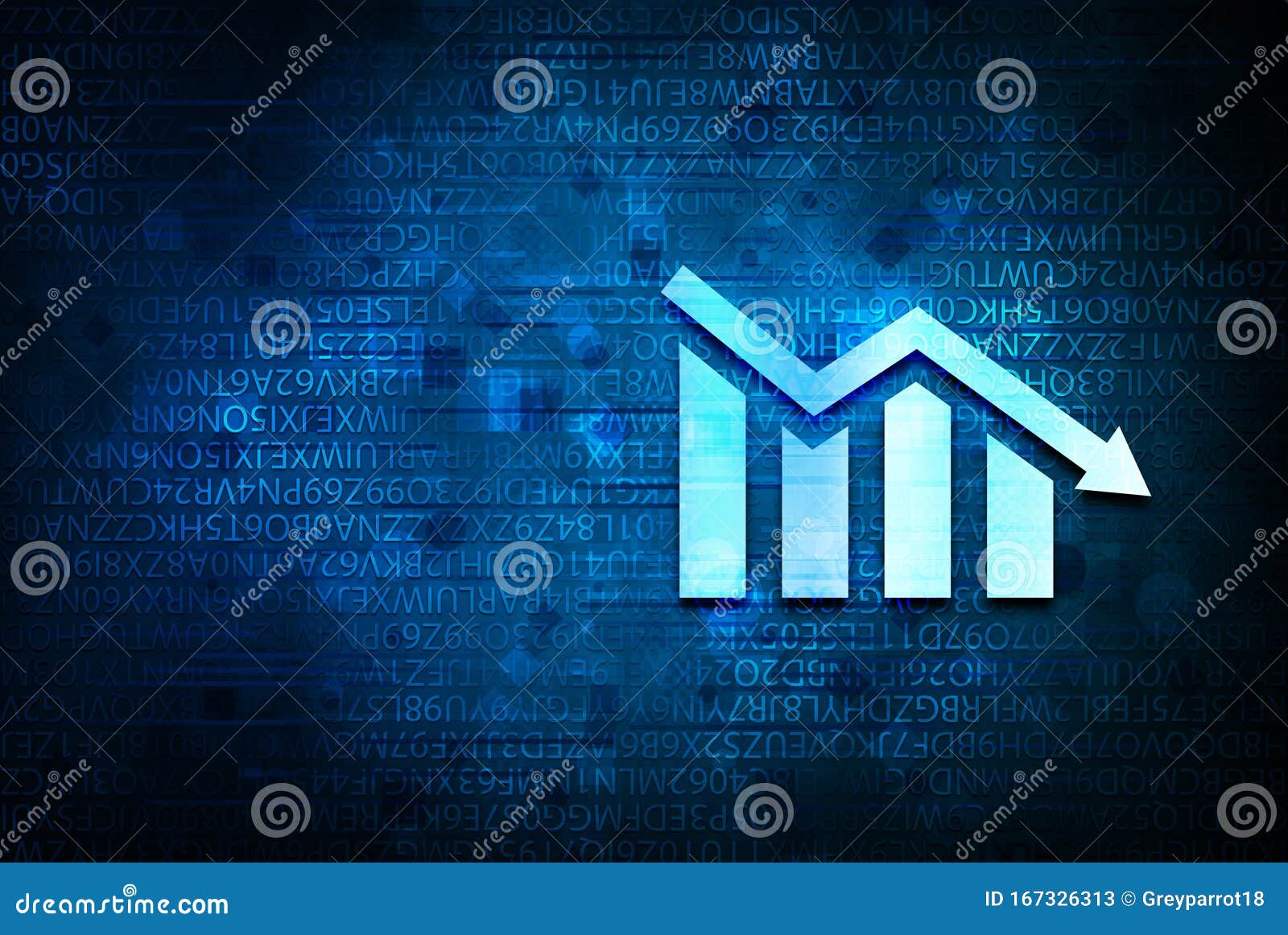 Statistics Down Icon Abstract Blue Background Illustration Design Stock ...