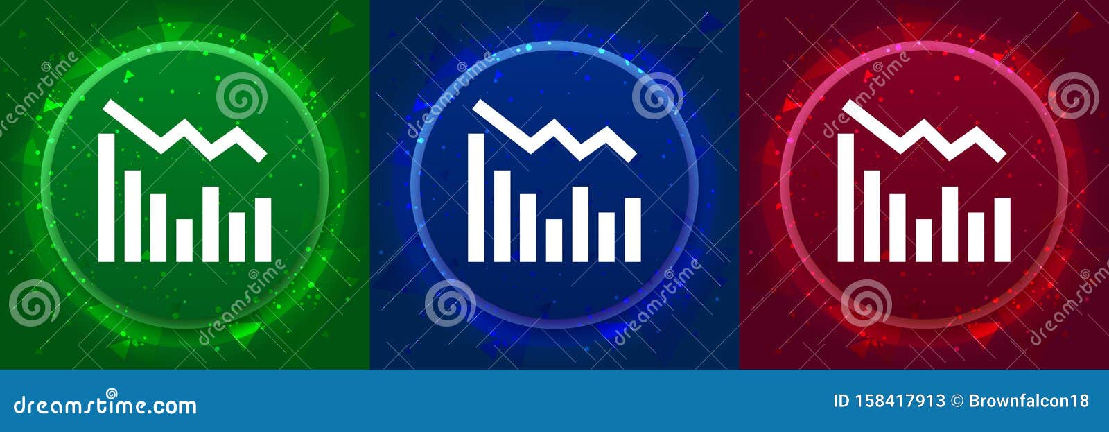 Statistics Down Icon Elegant Modern Design Abstract Buttons Set ...